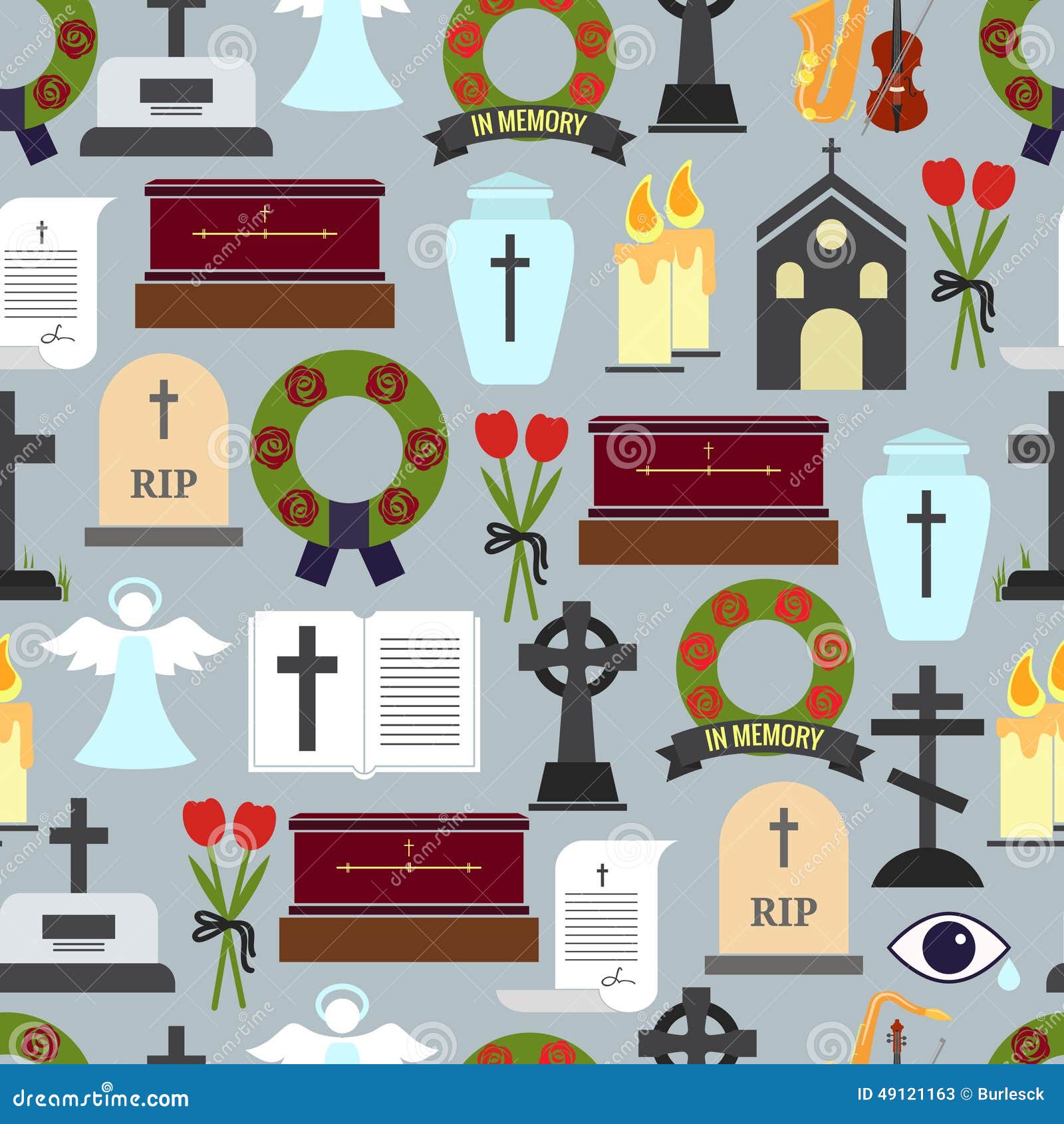 Funerals and Mournful Ceremony Patterns Stock Vector - Illustration of ...