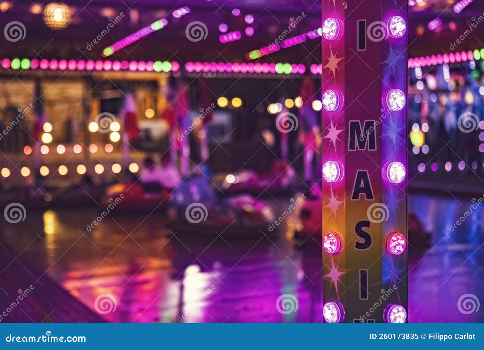 Funfair Lights Detail at Night. Evocative Image of Amusement Park ... Funfair Lights Detail at Night. Evocative Image of Amusement Park ...