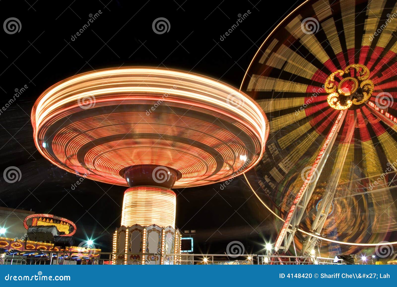 Funfair at Night stock photo. Image of ride, leisure, funfair - 4148420