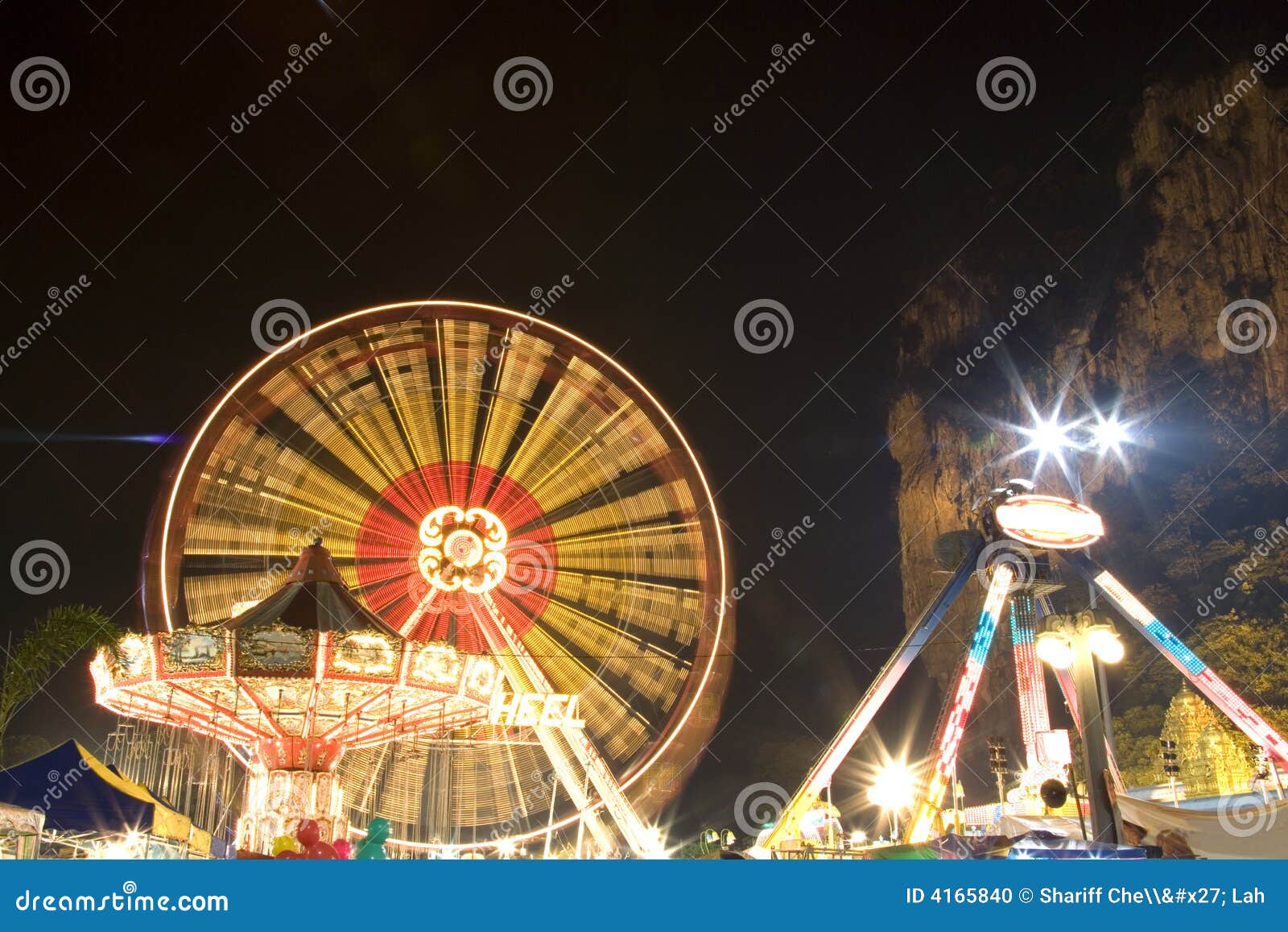 Funfair at Night stock photo. Image of spin, funfair, round - 4165840