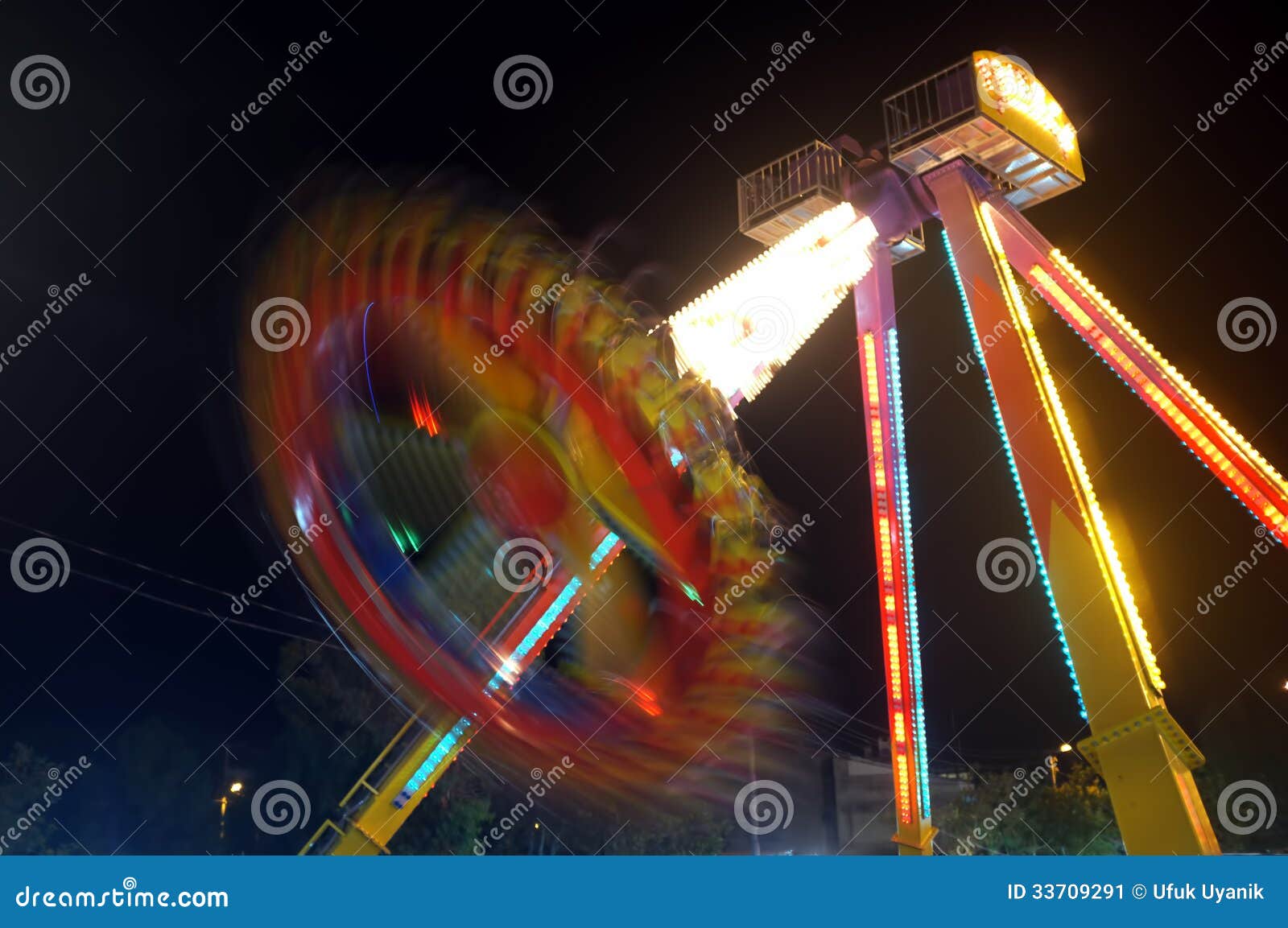 Funfair at night stock image. Image of amusement, circus - 33709291