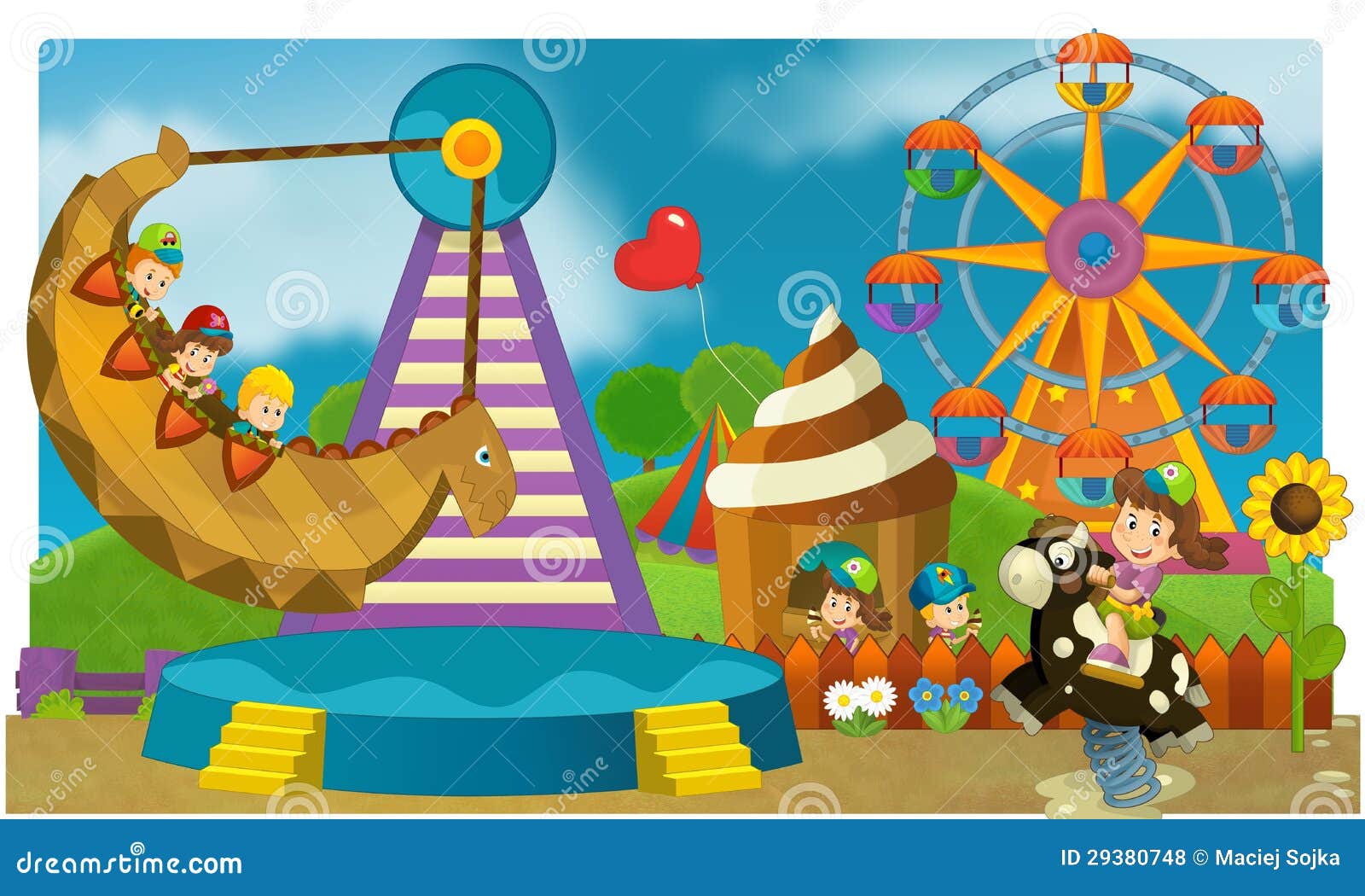 The Funfair - Playground for Kids Stock Illustration - Illustration of ...