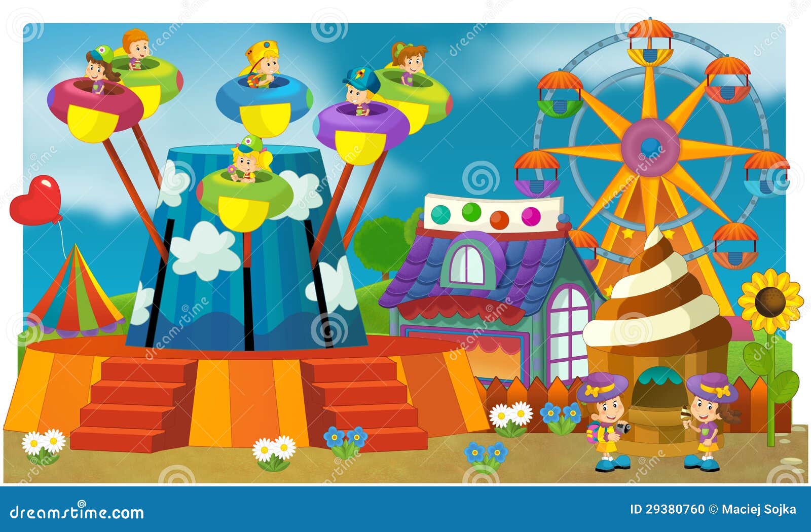 The Funfair - Playground for Kids Stock Illustration - Illustration of ...