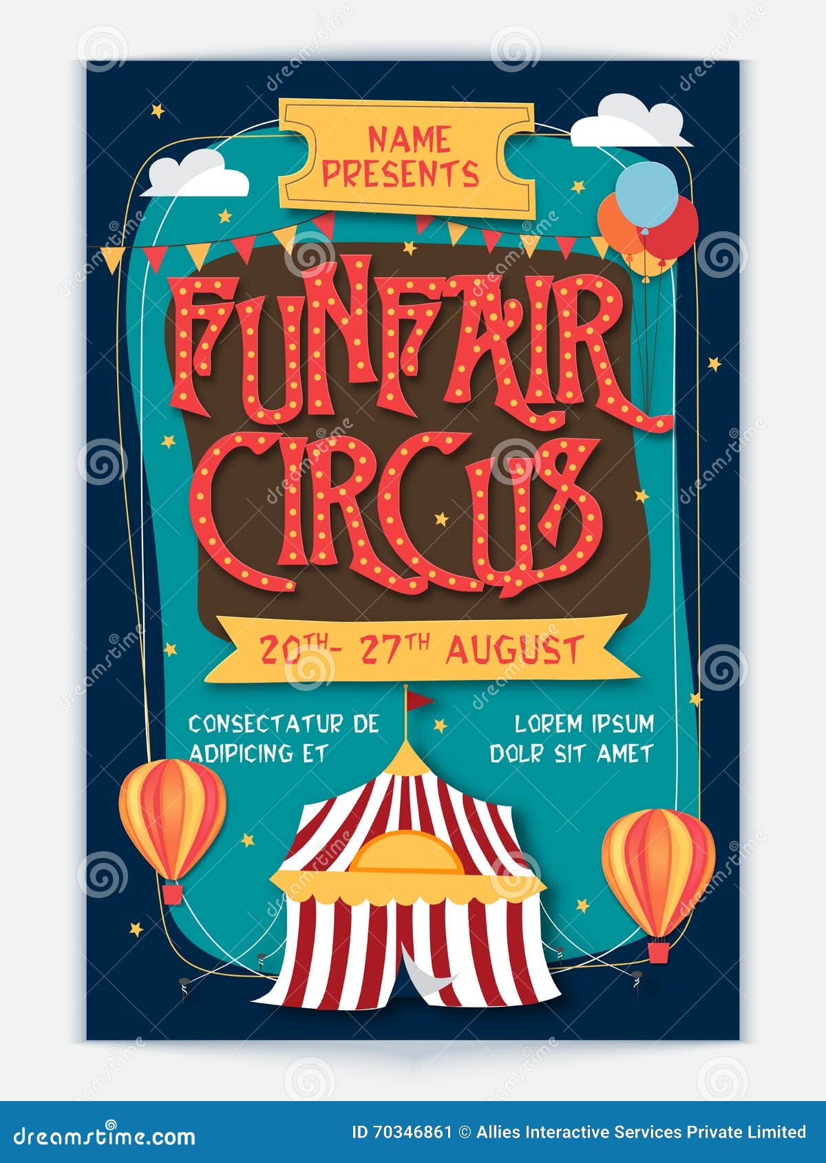 Funfair-Zirkus-Schablonen-, Fahnen- Oder Fliegerdesign Stock Abbildung ...