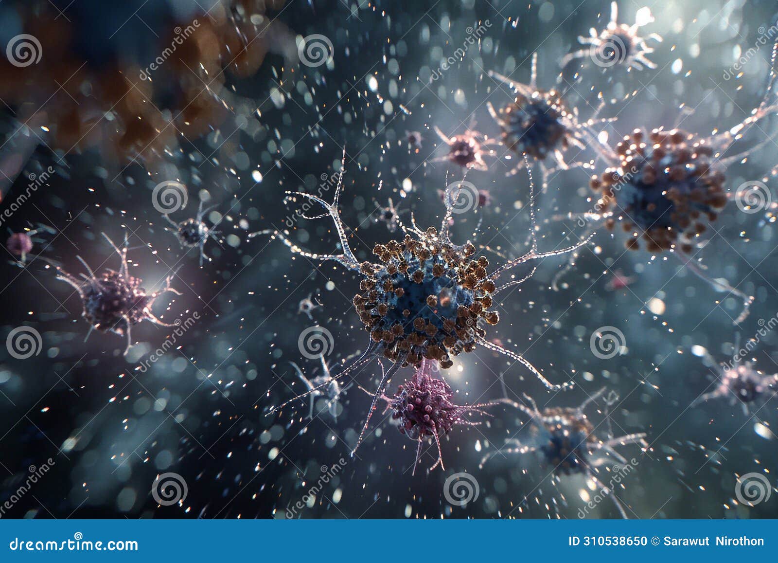 Fungal Growth and Spore Release, Exploring Microscopic Realms Stock ...