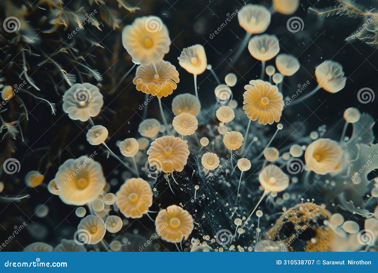 Fungal Growth and Spore Release, Exploring Microscopic Realms Stock ...