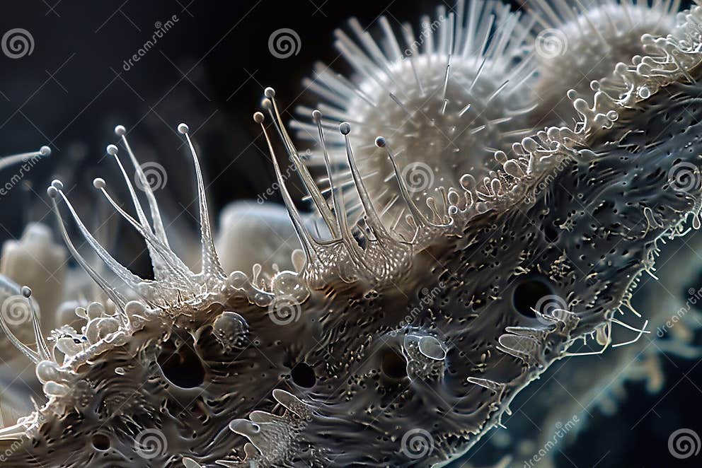 Fungal Growth and Spore Release, Exploring Microscopic Realms Stock ...