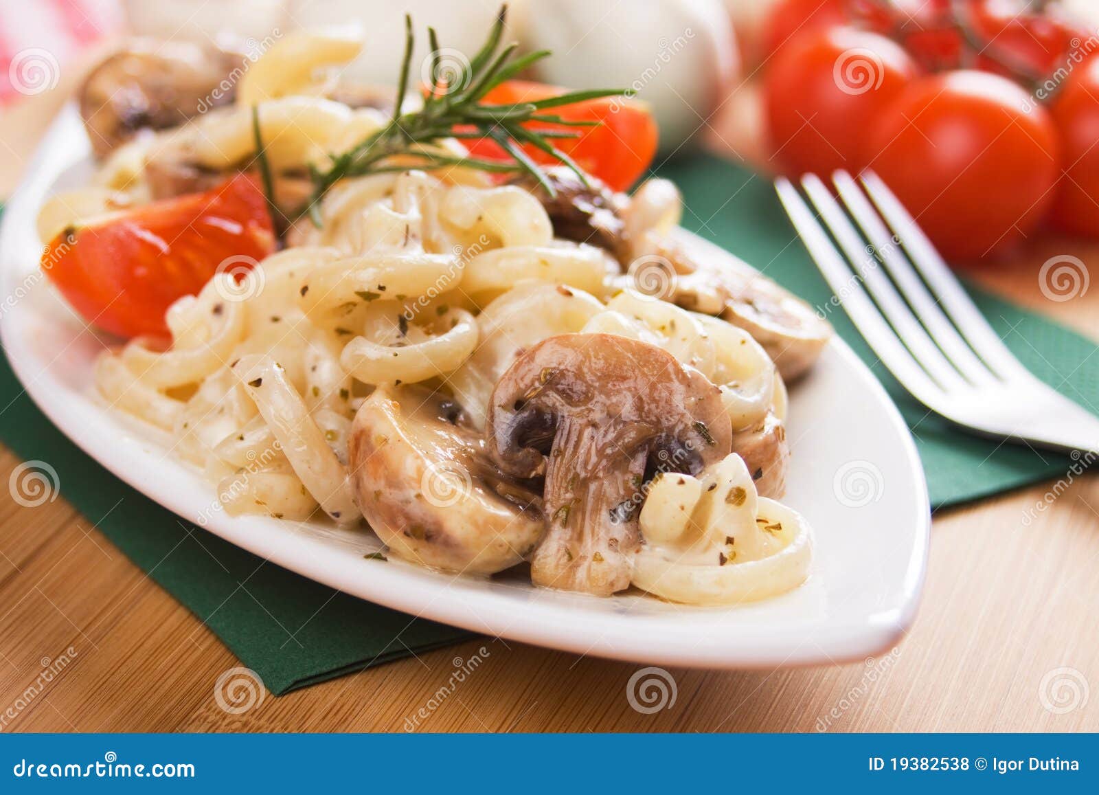 Funghetti Pasta with Champingon Mushrooms Stock Photo - Image of meal ...