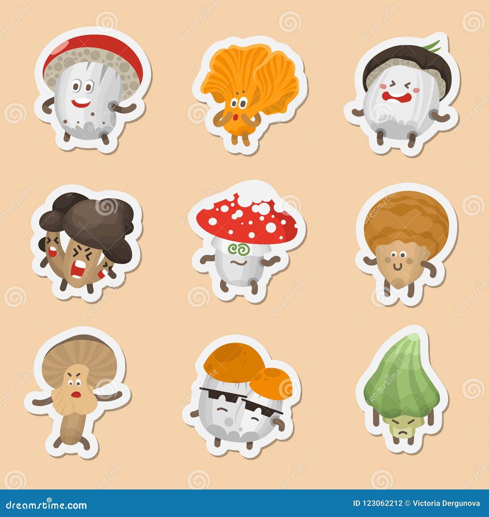 Funghi Degli Emoticon Di Vettore Illustrazione Vettoriale ...