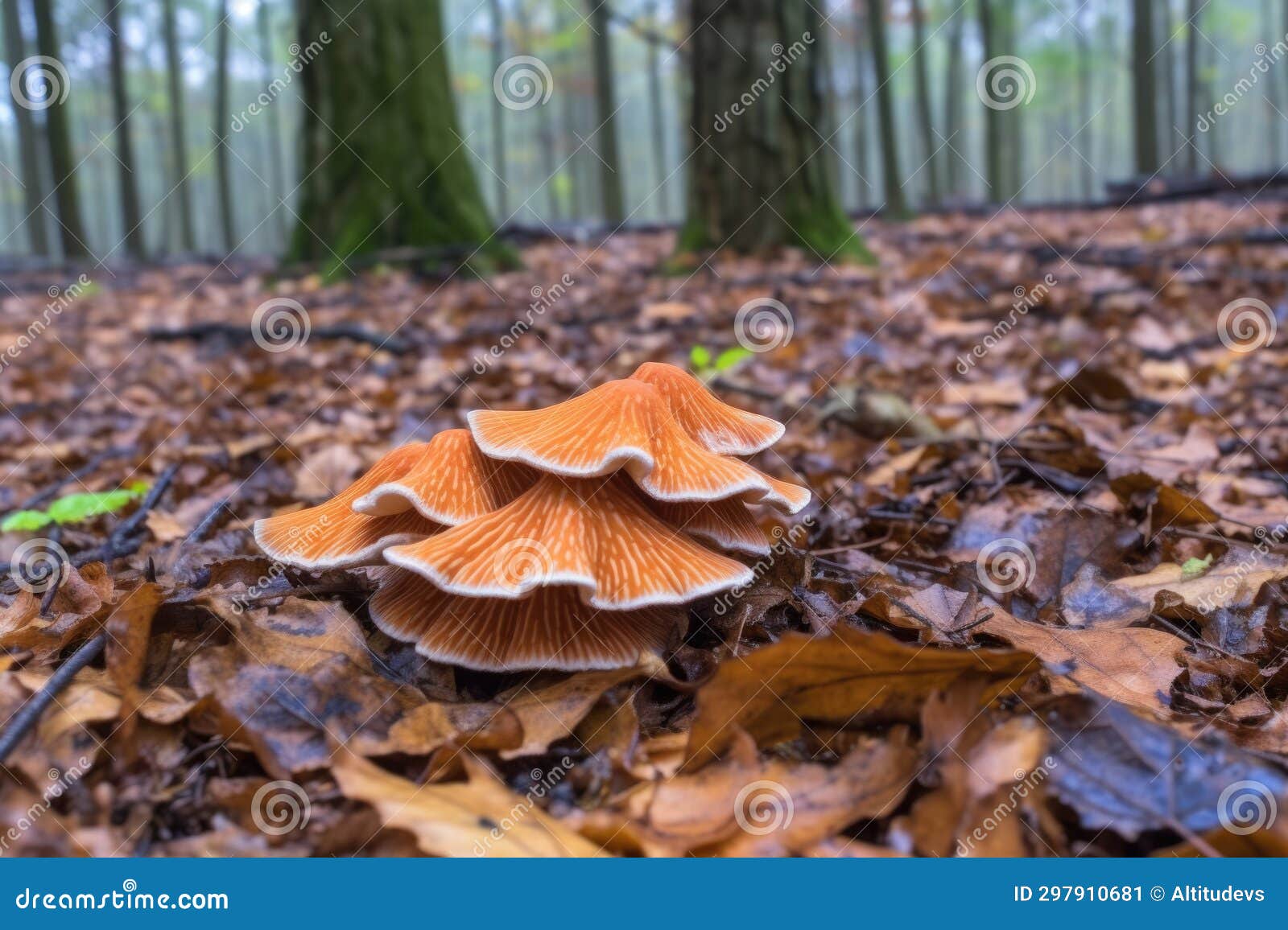 Fungi Growing on Rotting Leaves on Forest Floor Stock Image - Image of ...