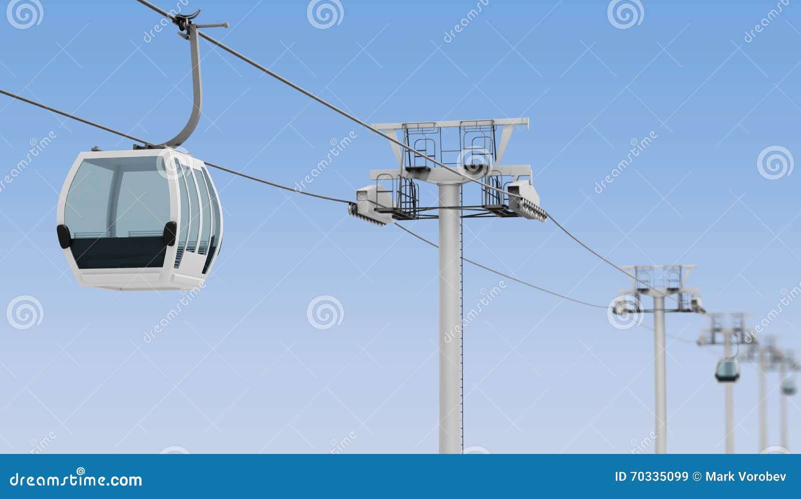 Funicular and Cable Car on Blue Sky Background. 3d Rendering Stock ...