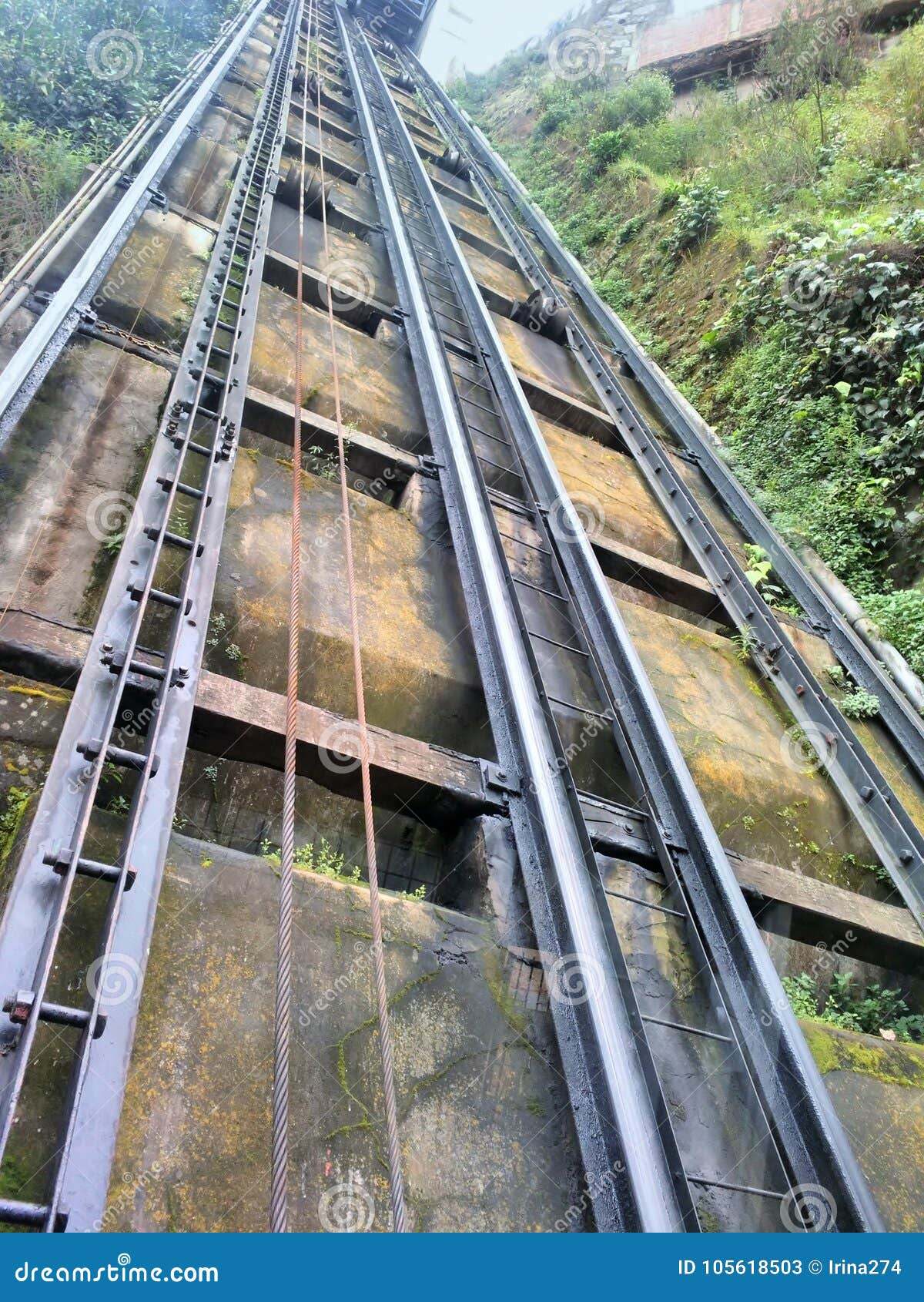 Funicular Cable Car Tracks. Valparaiso, Chile. Stock Image - Image of ...