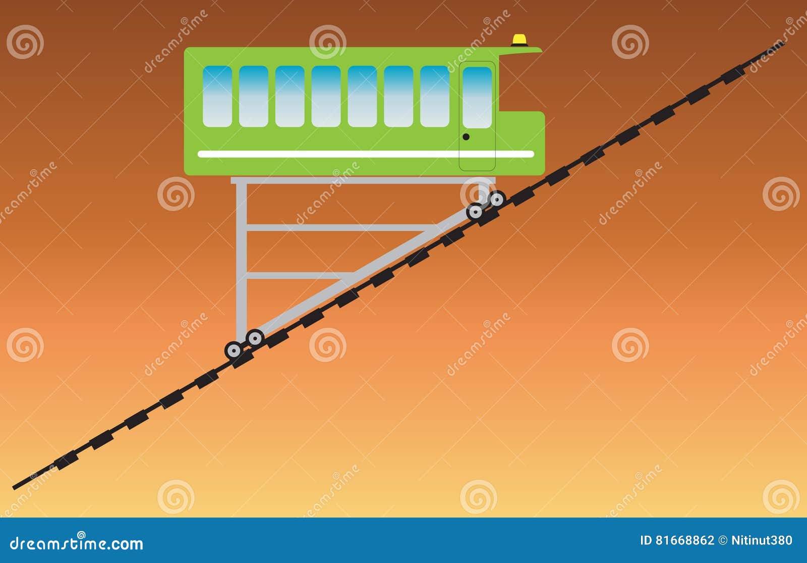 Funicular or cliff railway stock illustration. Illustration of hill ...