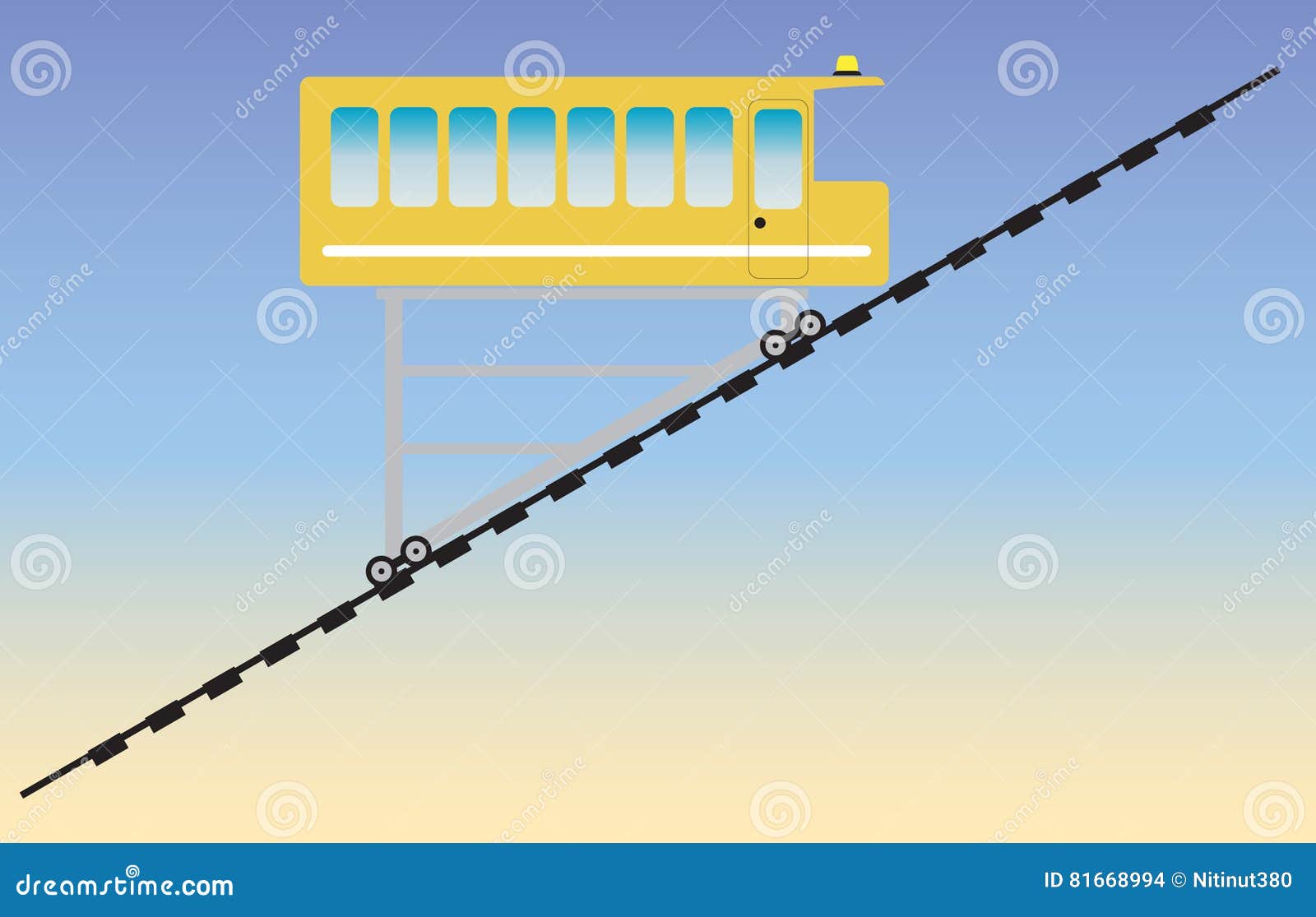 Funicular or cliff railway stock vector. Illustration of railway - 81668994