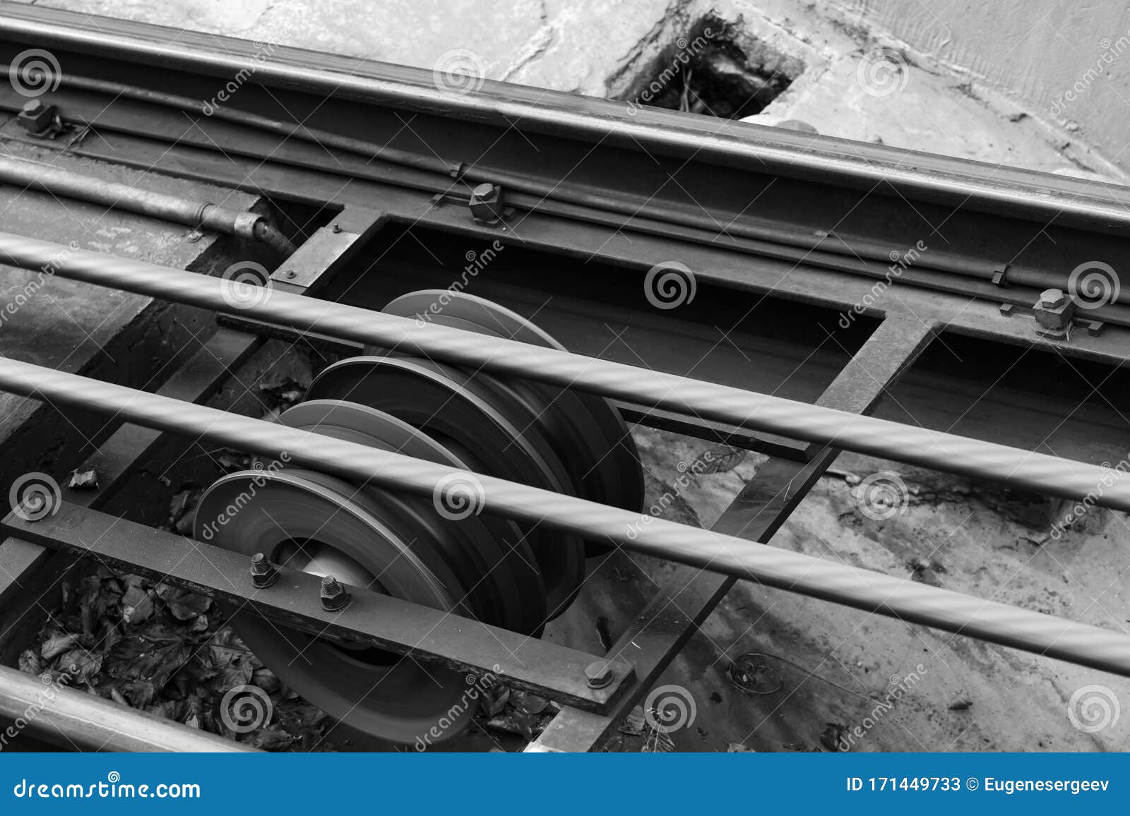 Funicular Details. Rails, Moving Traction Cable Stock Image - Image of ...