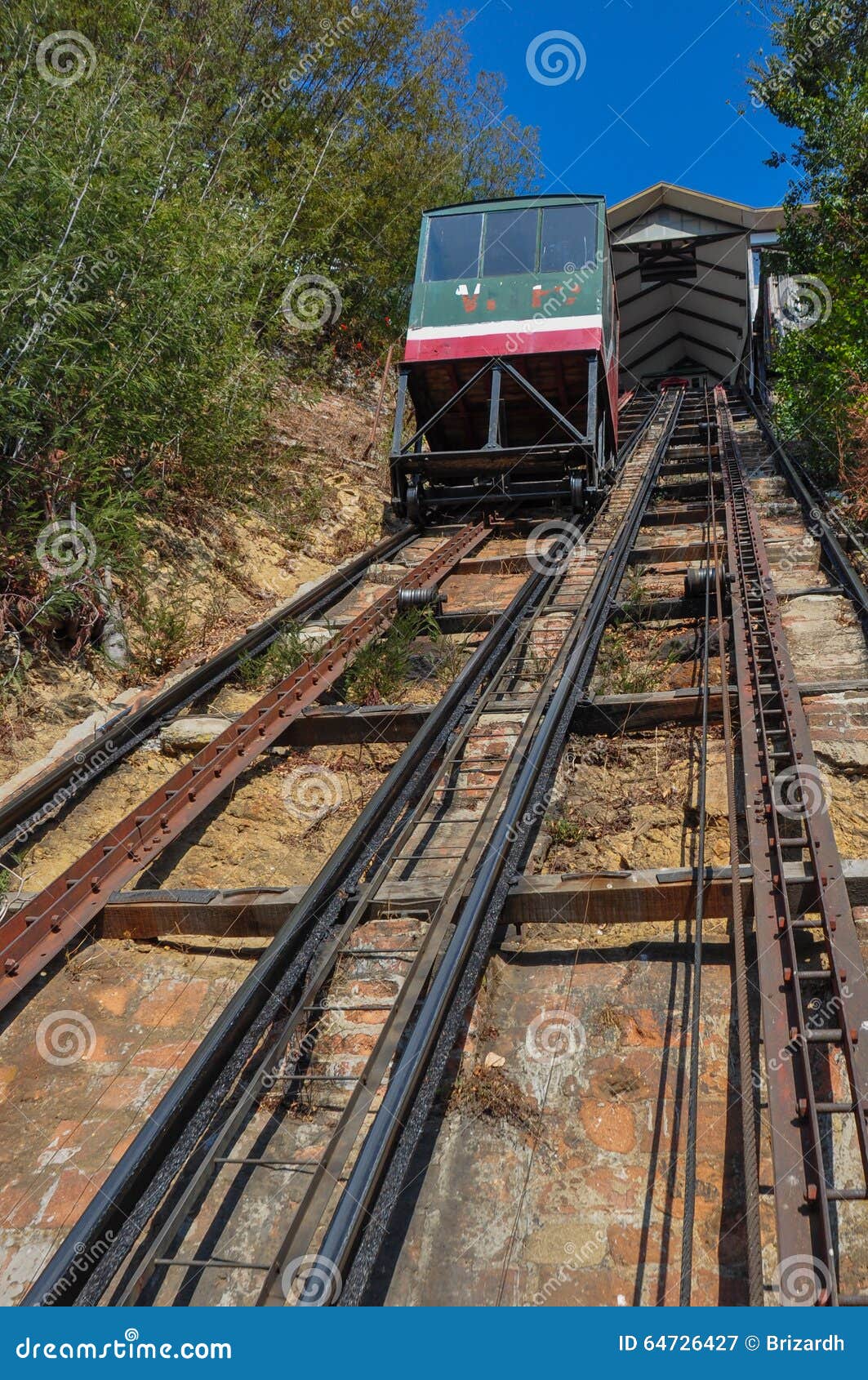 Funicular Going Up and Down the Hills of Valparaiso, Chile Stock Image ...