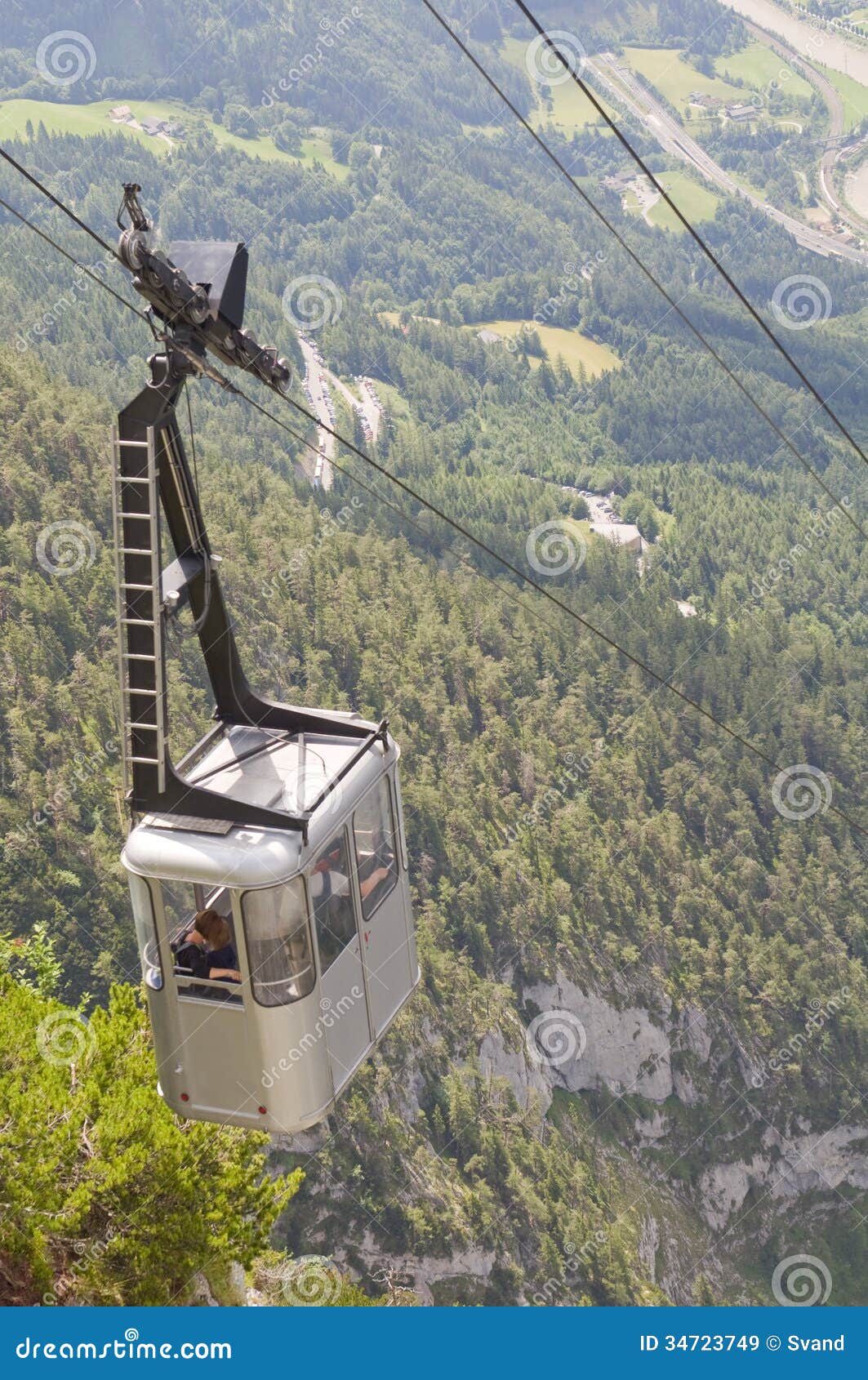 Funicular. Landscape with a Cable Car in Alps Stock Image - Image of ...