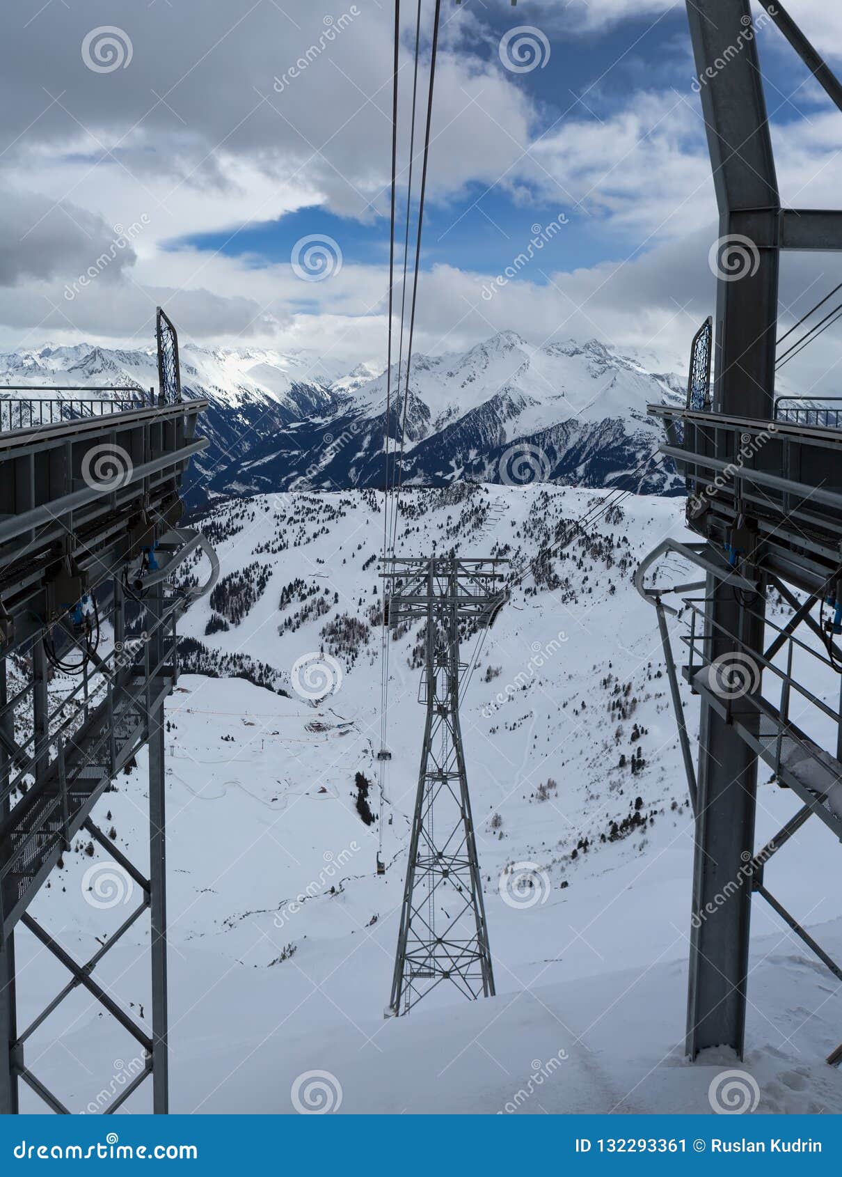 Funicular in the Mountains of Austria. Ski Resort Stock Image - Image ...