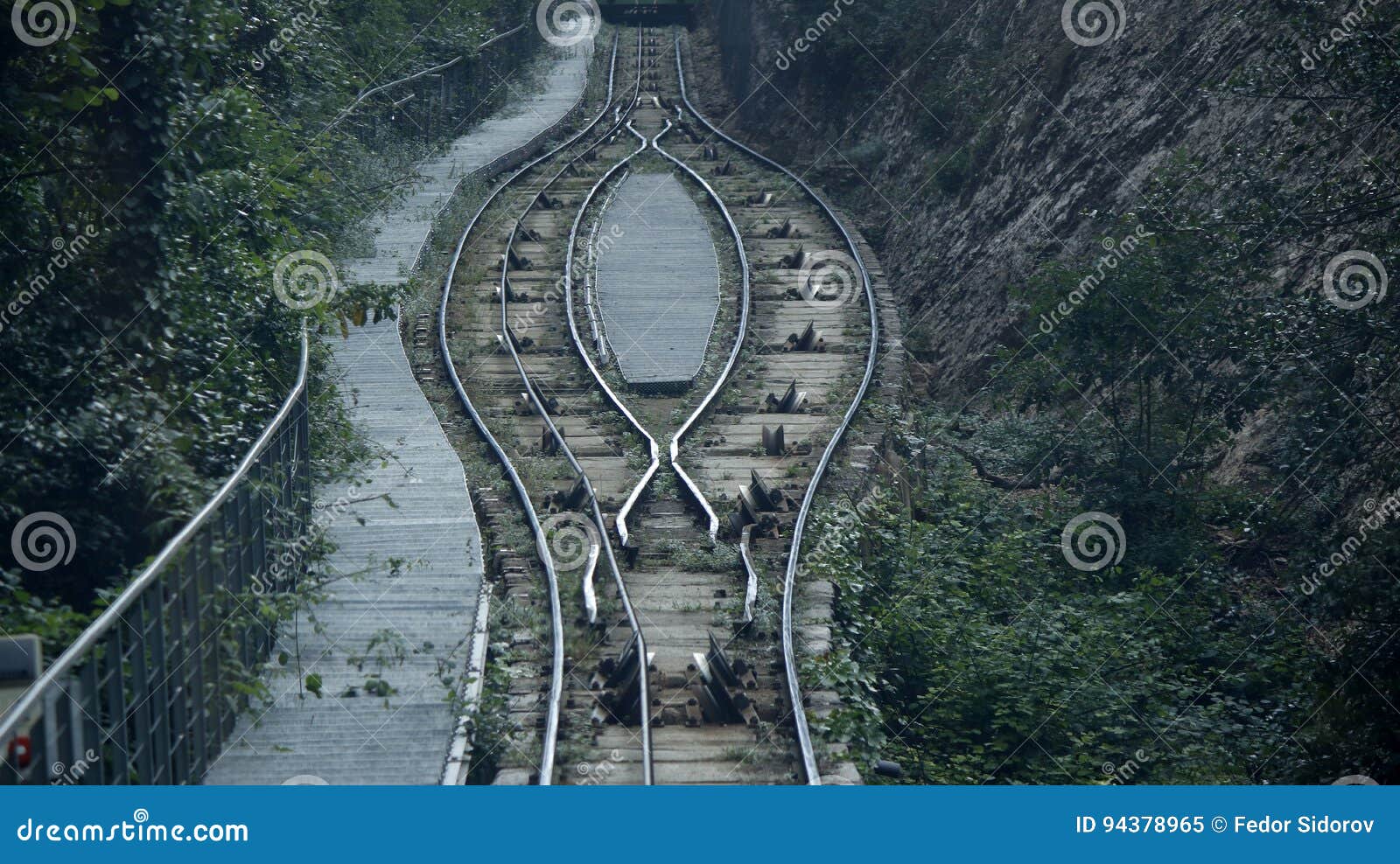 Funicular rail crossing stock image. Image of spanish - 94378965