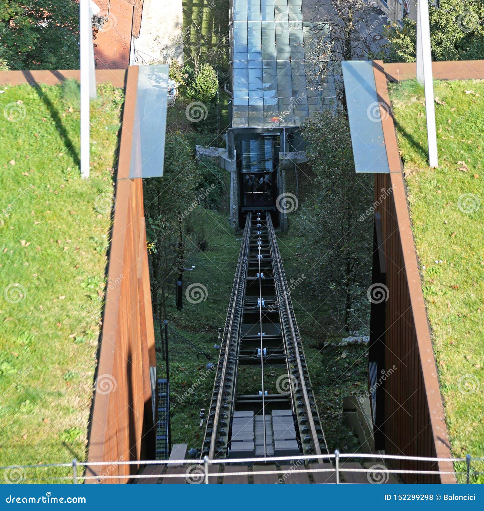 Funicular Rails On Slope Of Hill To Diana Observation Lookout Tower ...