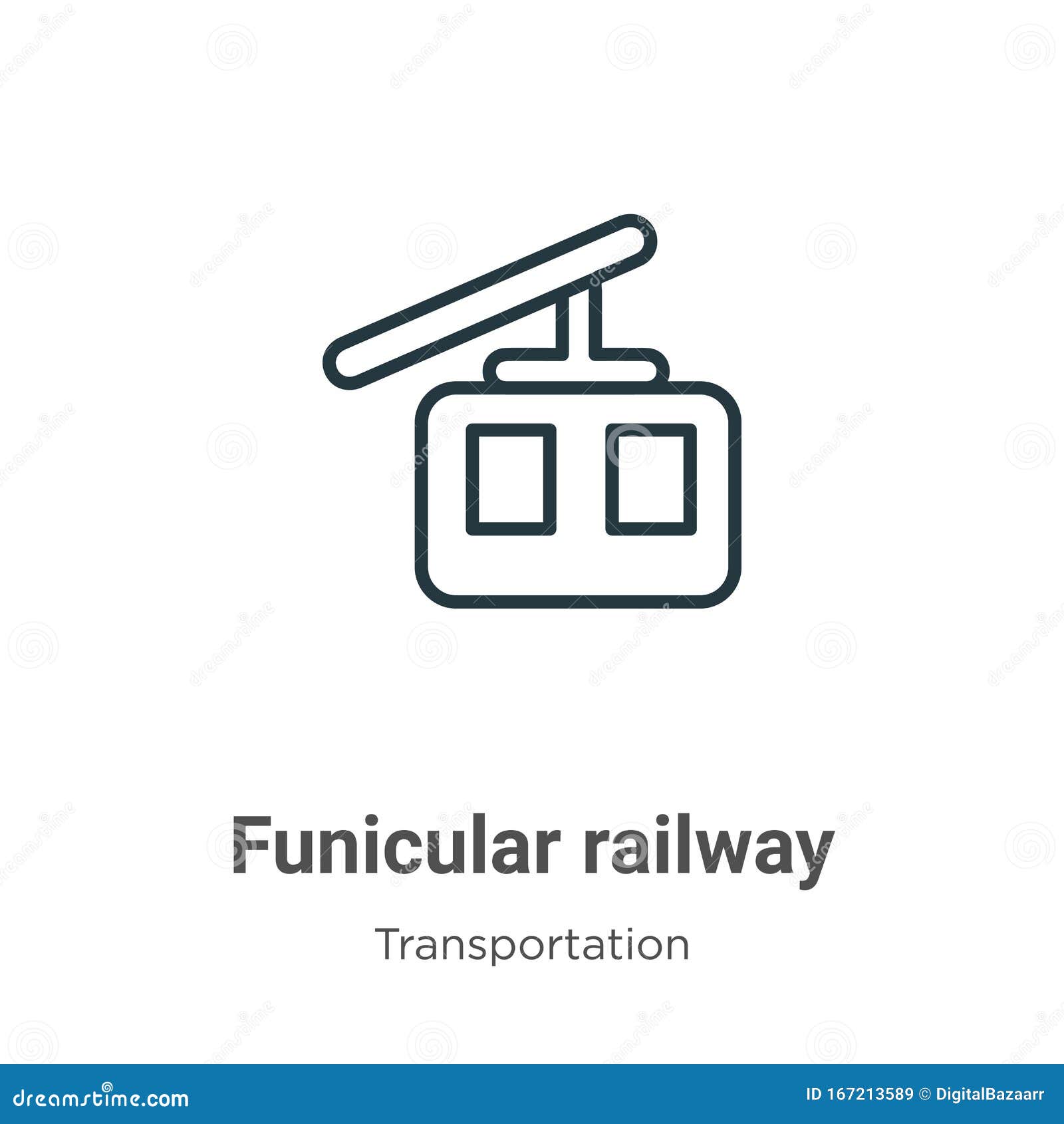 Funicular Railway Outline Vector Icon. Thin Line Black Funicular Railway Icon, Flat Vector ...
