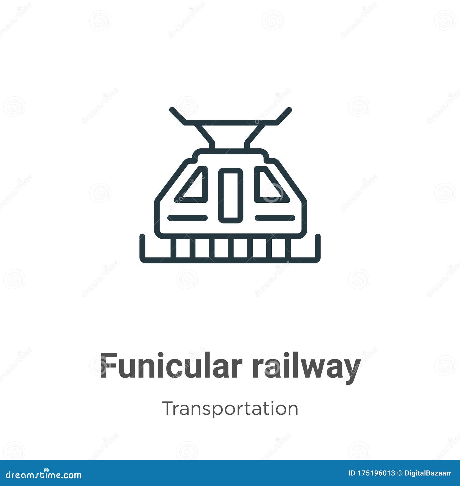 Funicular Railway Outline Vector Icon. Thin Line Black Funicular Railway Icon, Flat Vector ...