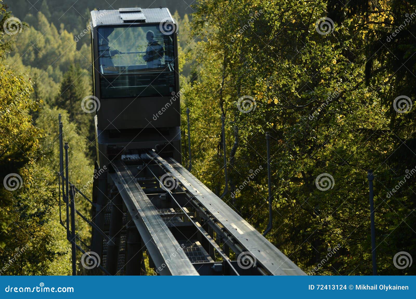 Funicular Railway Over the Autumn Forest Stock Photo - Image of park ...