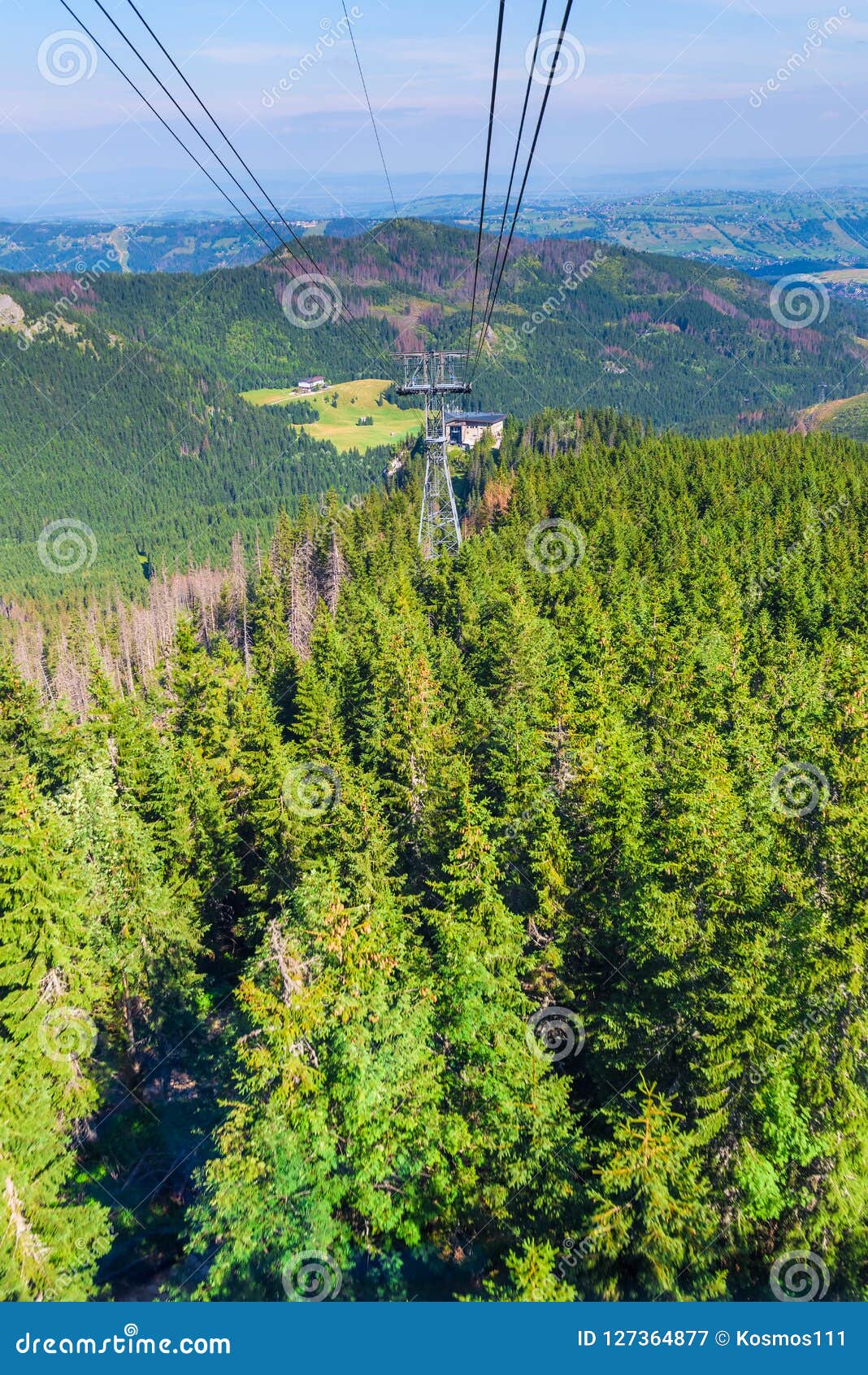 A Funicular Ride Over a Forest in the Mountains Stock Image - Image of ...