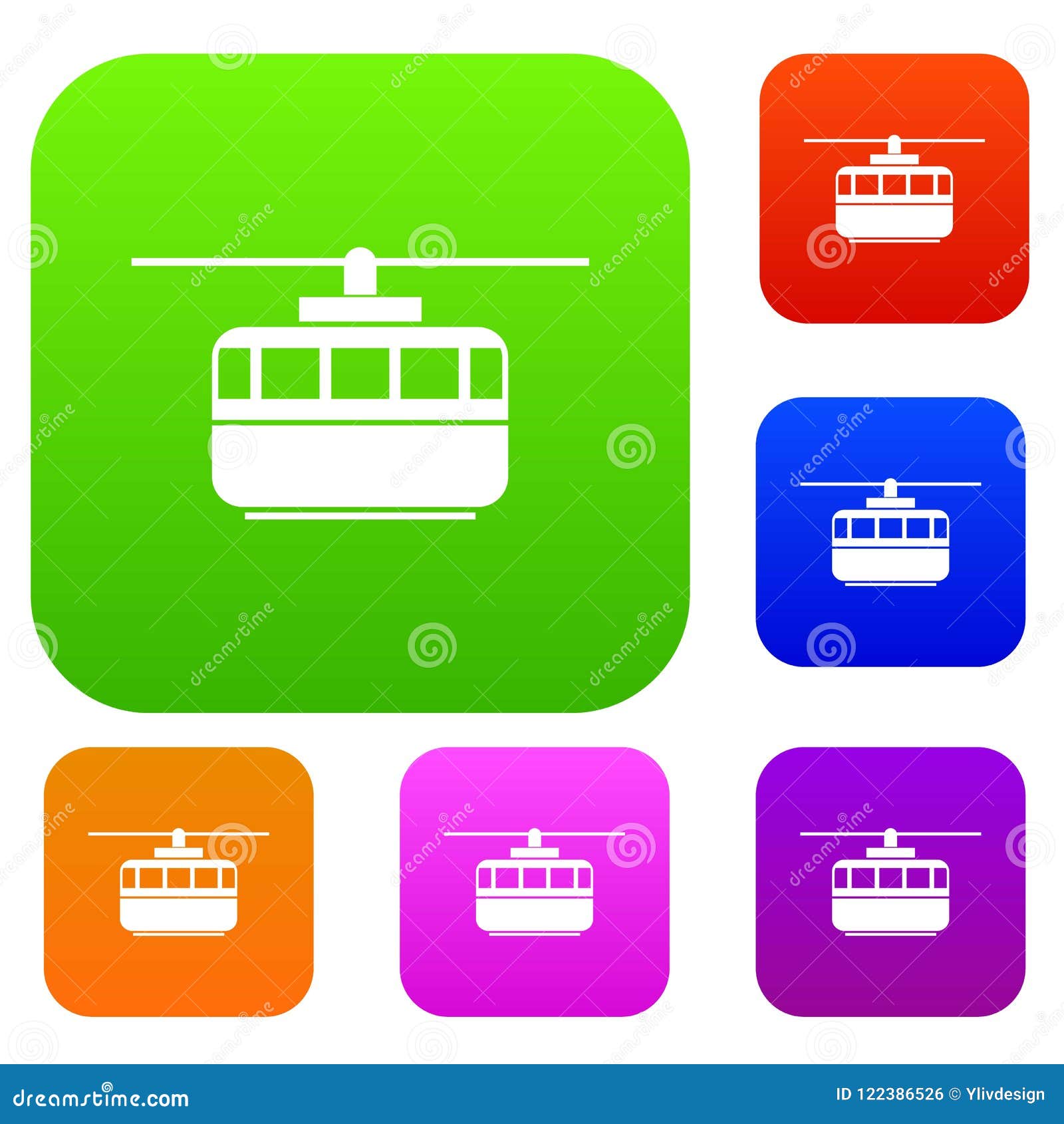 Funicular set collection stock vector. Illustration of mountain - 122386526
