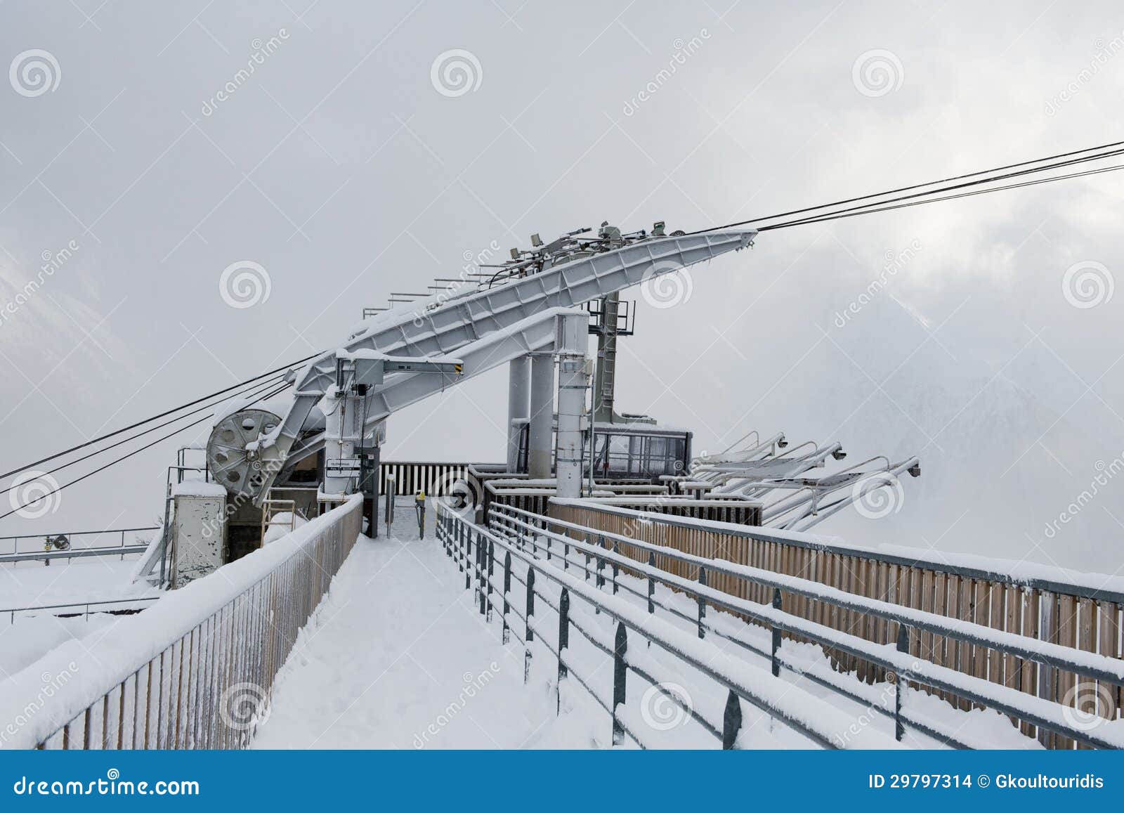 Funicular Station Covered with Snow, Alps, France Stock Photo - Image ...