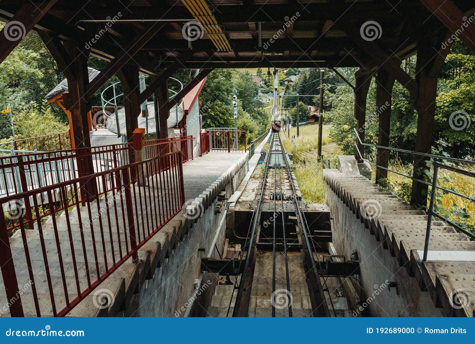 Funicular Station in the Swiss Mountains Stock Photo - Image of ...