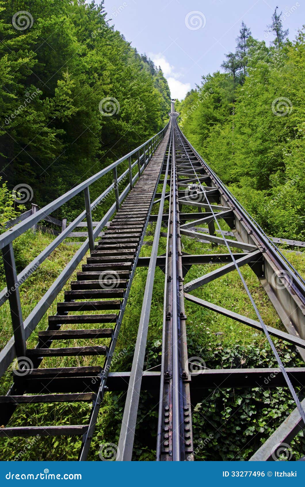 Funicular To the Salt Mine Hallstatt Stock Photo - Image of trees ...