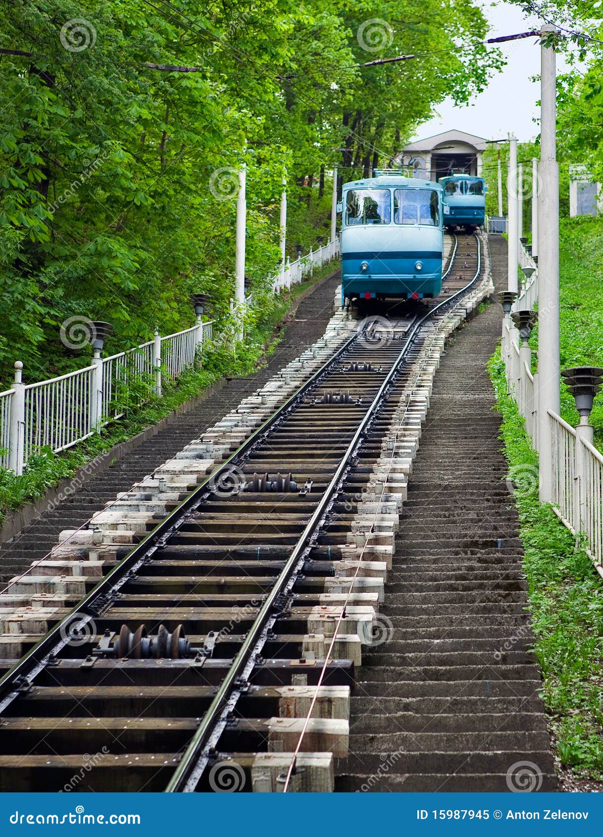 Funicular Train Rides Up To the Hill Stock Image - Image of metal ...
