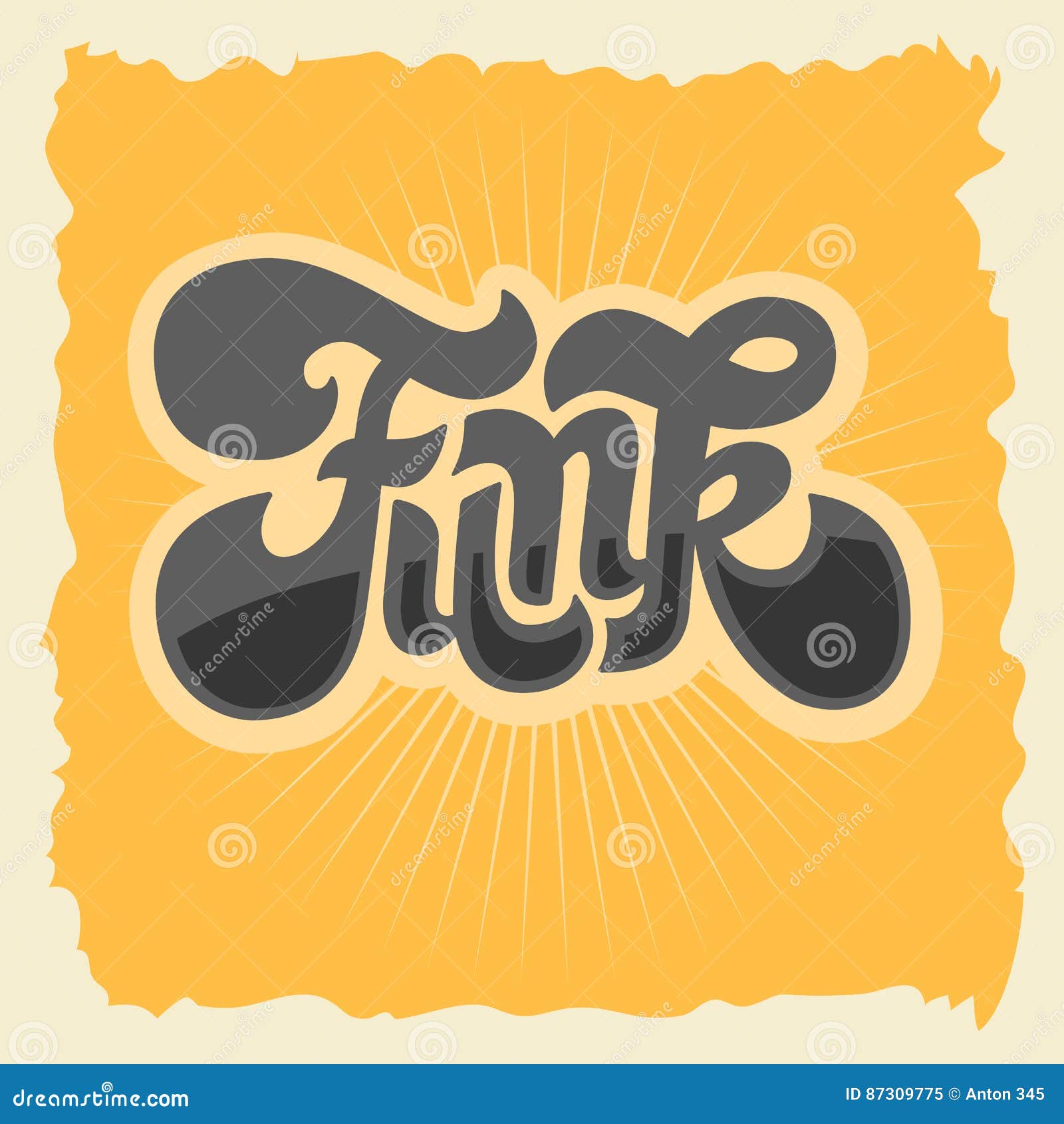 Funk Label Sign Custom Type Design Seventies Lettering. Vector G Stock ...