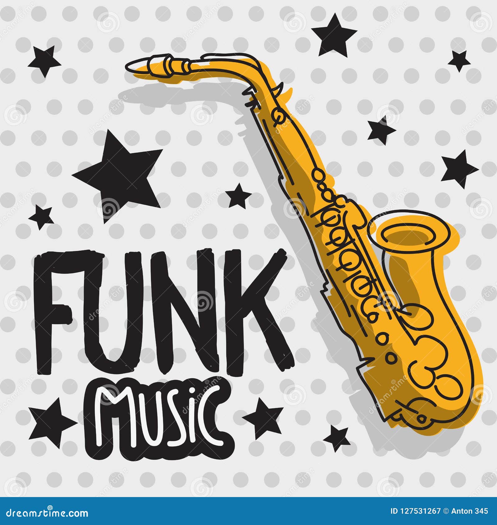Funk Music Lettering Type Poster Design with a Saxophone Illustration ...
