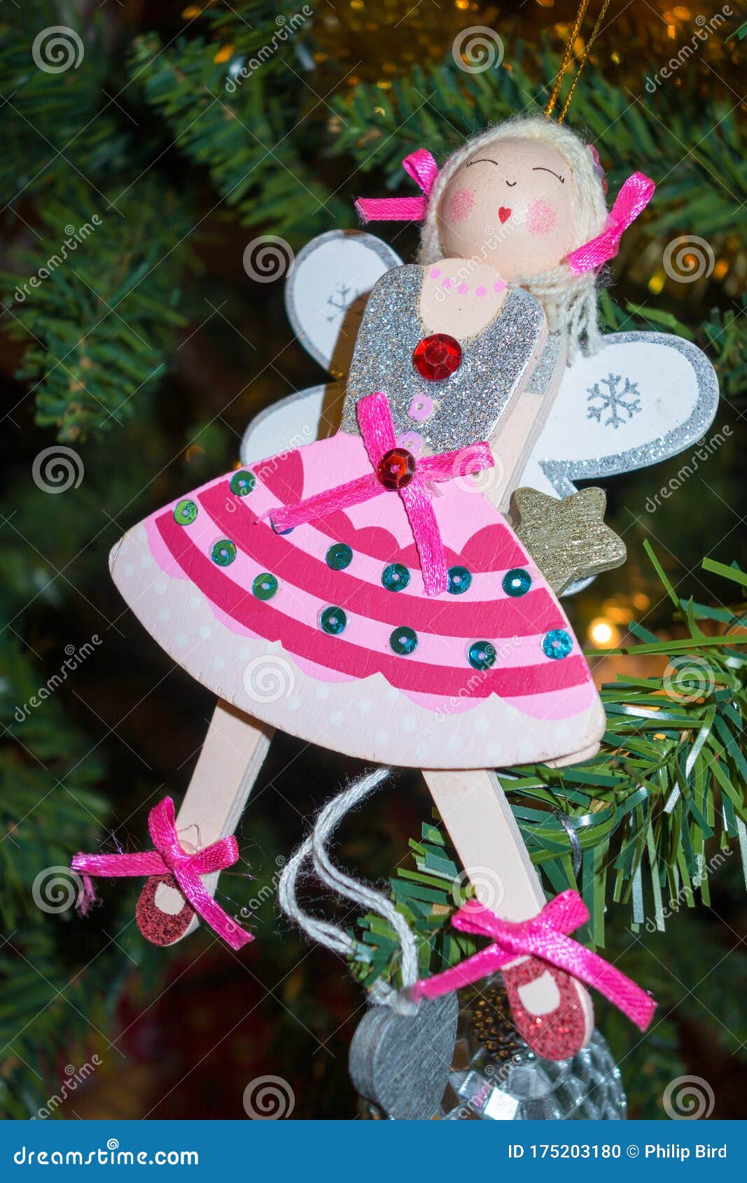 Funky Angel Decorating a Christmas Tree Stock Photo - Image of ...