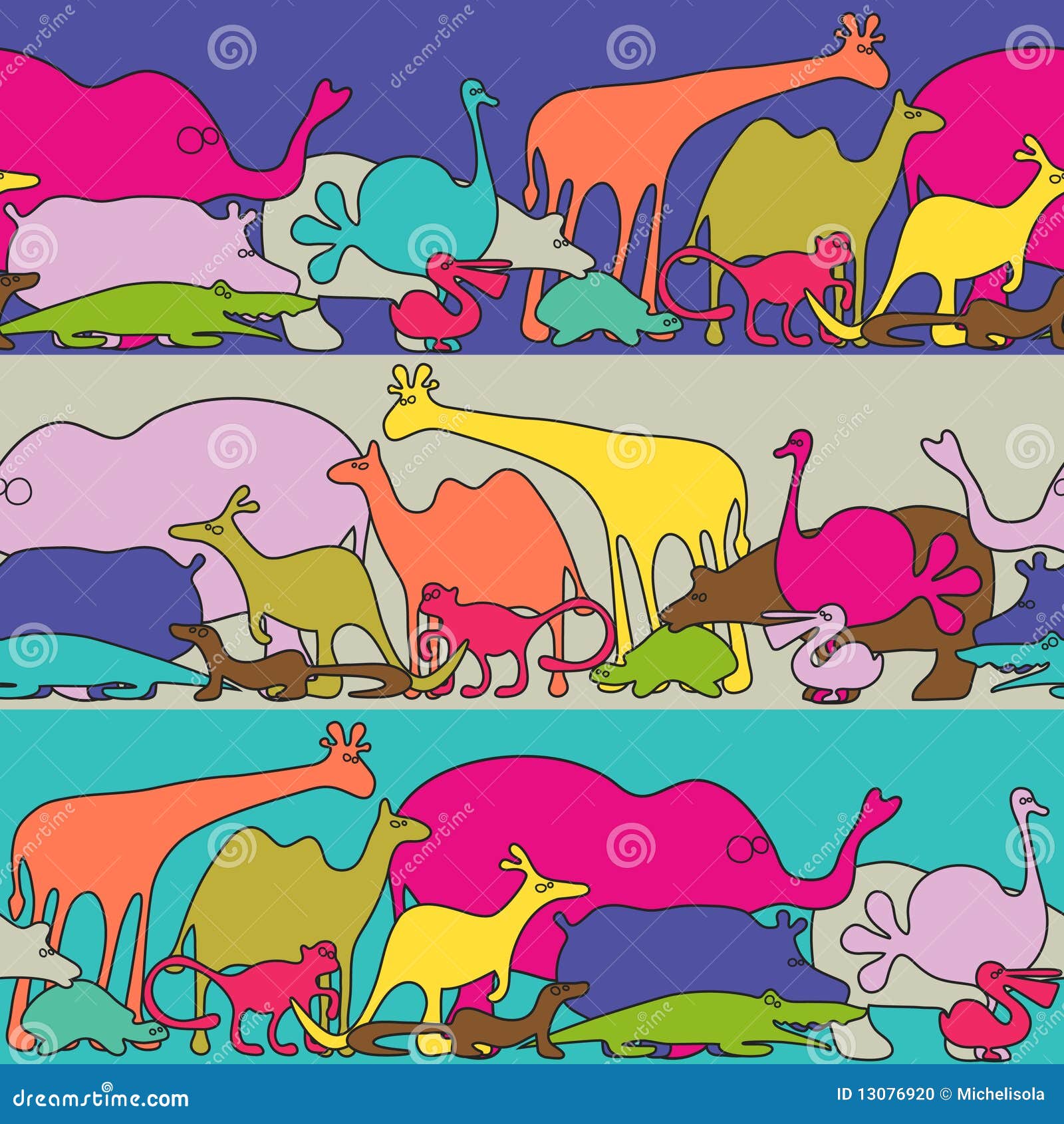 Funky Animals - Seamless Pattern Stock Illustration - Illustration of ...