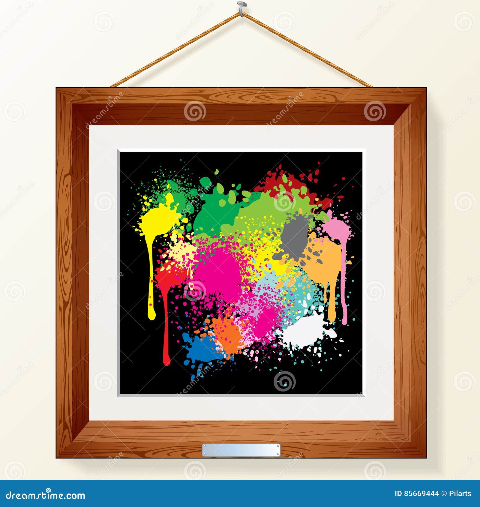 Funky Artwork on in Wooden Picture Frame Stock Vector - Illustration of ...