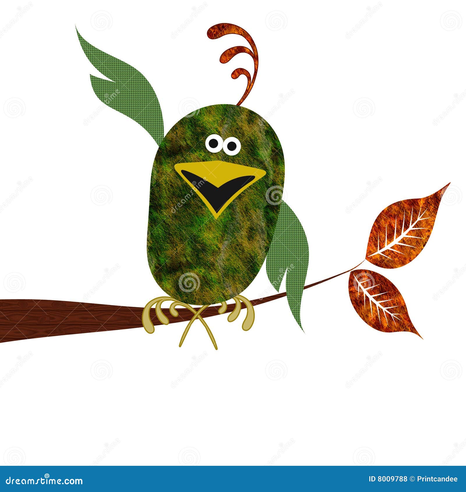 Funky Bird stock illustration. Illustration of retro, twig - 8009788