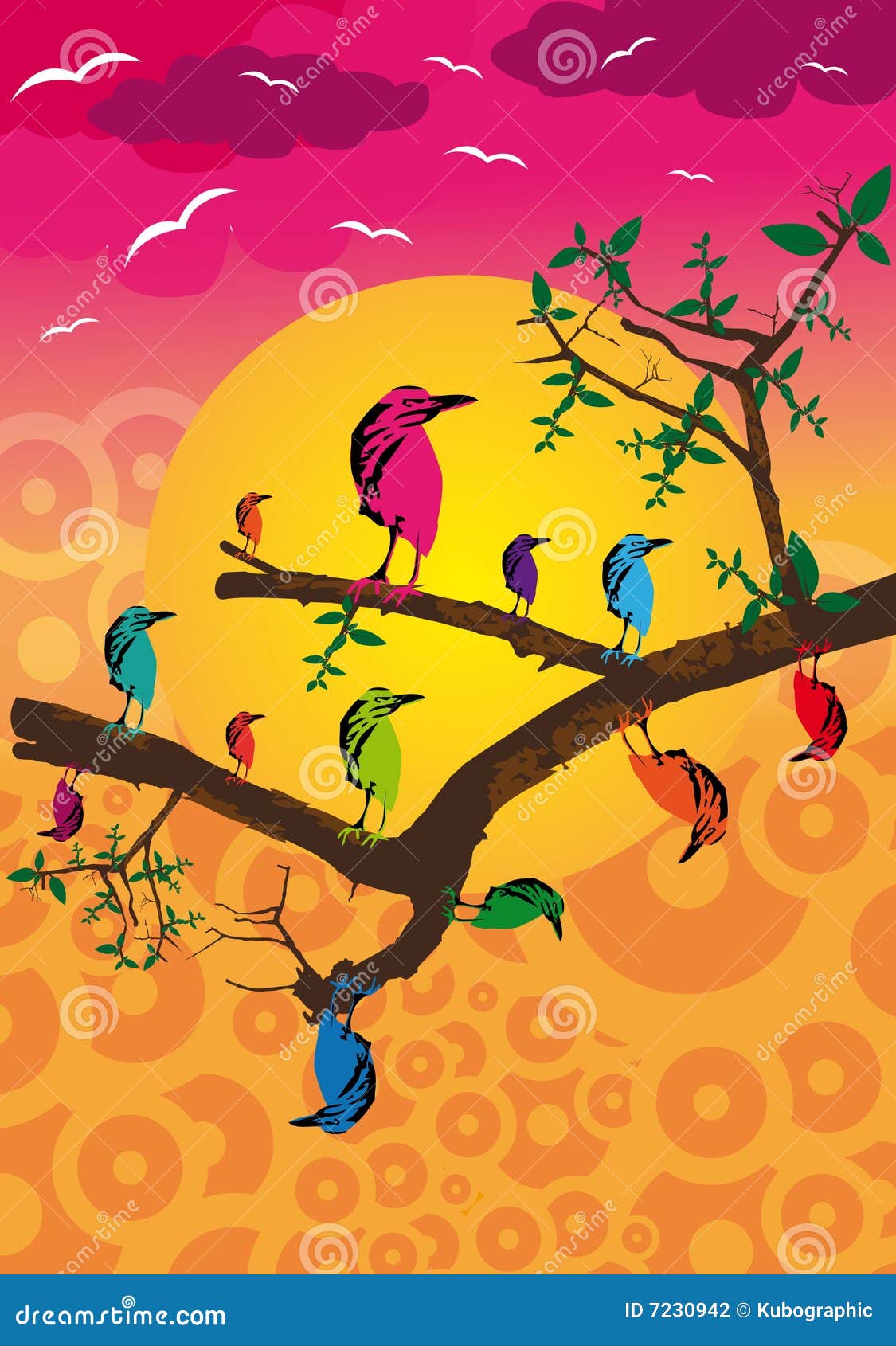 Funky birds stock vector. Illustration of purple, birds - 7230942