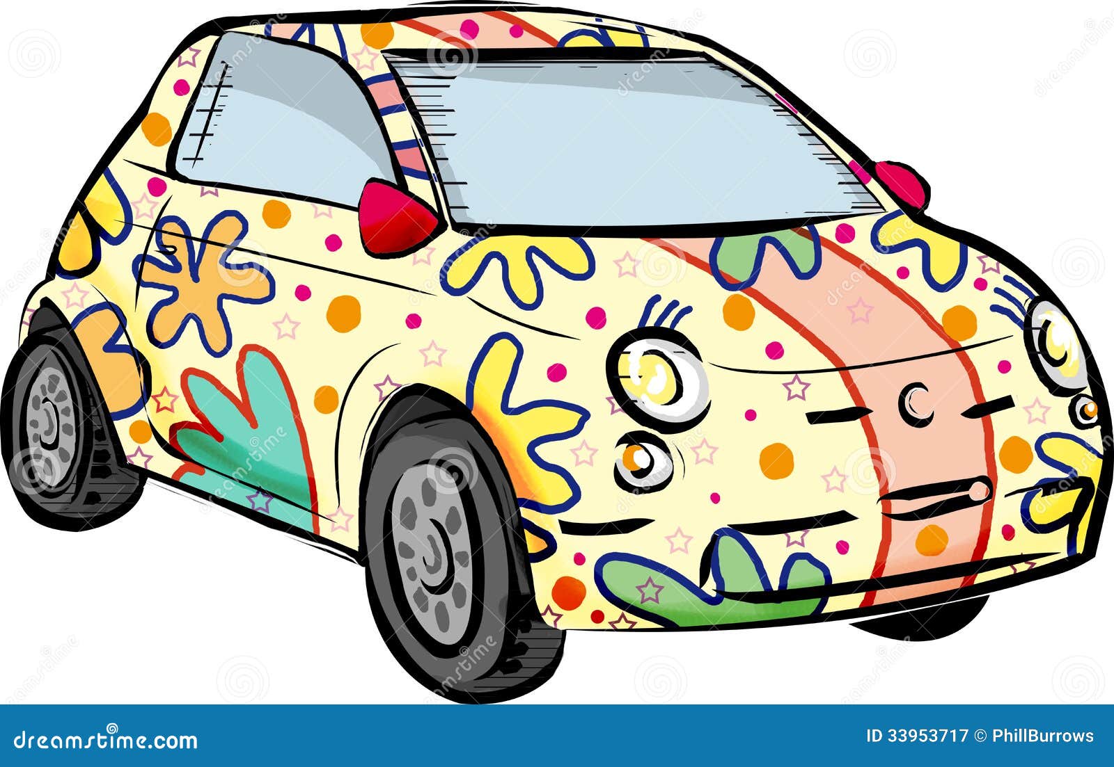 Funky car stock illustration. Illustration of colourful - 33953717
