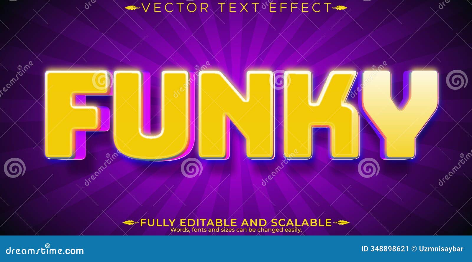 Funky Cartoon Text Effect, Editable Funny and Hippie Font Style Stock ...