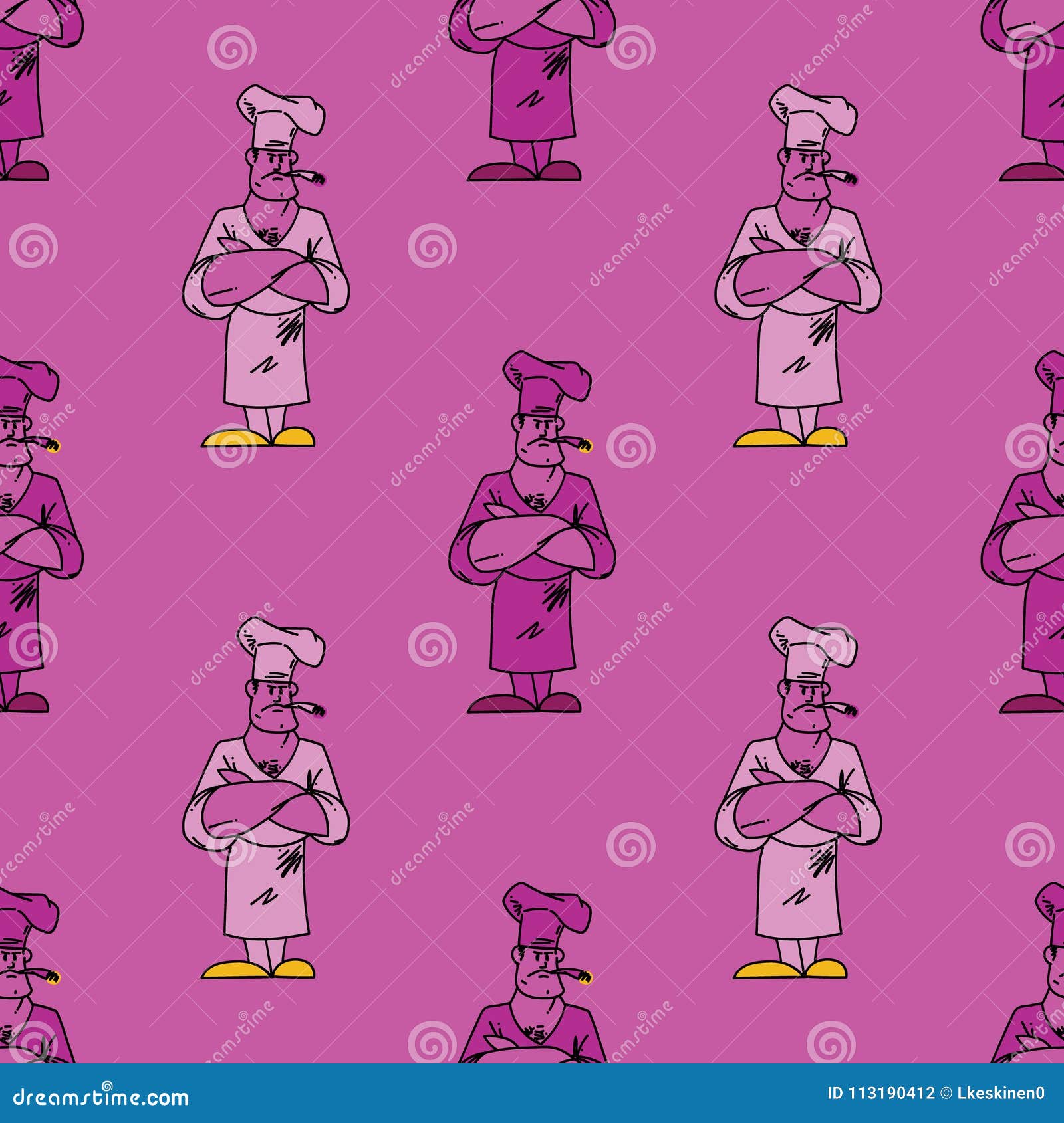 Funky Chef Seamless Pattern Stock Vector - Illustration of chef, drawn ...