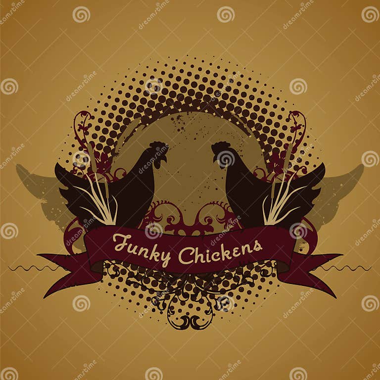 Funky chickens, emblem stock vector. Illustration of insignia - 2817476