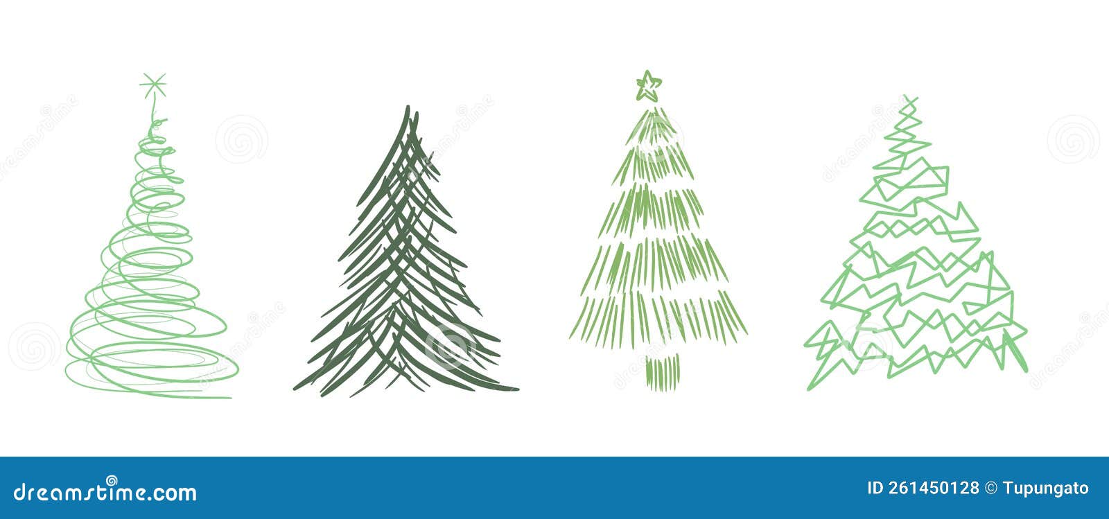 Doodle Eccentric Christmas Tree Collection. Hand Drawn Christmas Trees ...