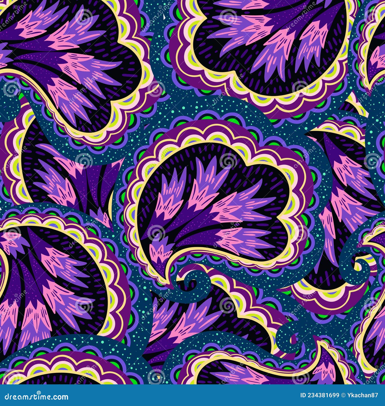 Funky Colorful Seamless Psychedelic Pattern for Design and Decoration ...