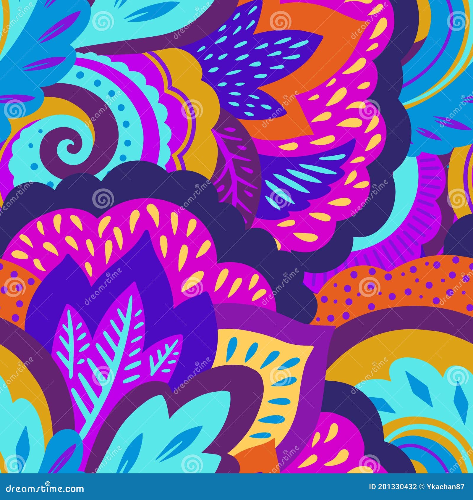 Funky Colorful Seamless Psychedelic Texture for Decoration and Design ...