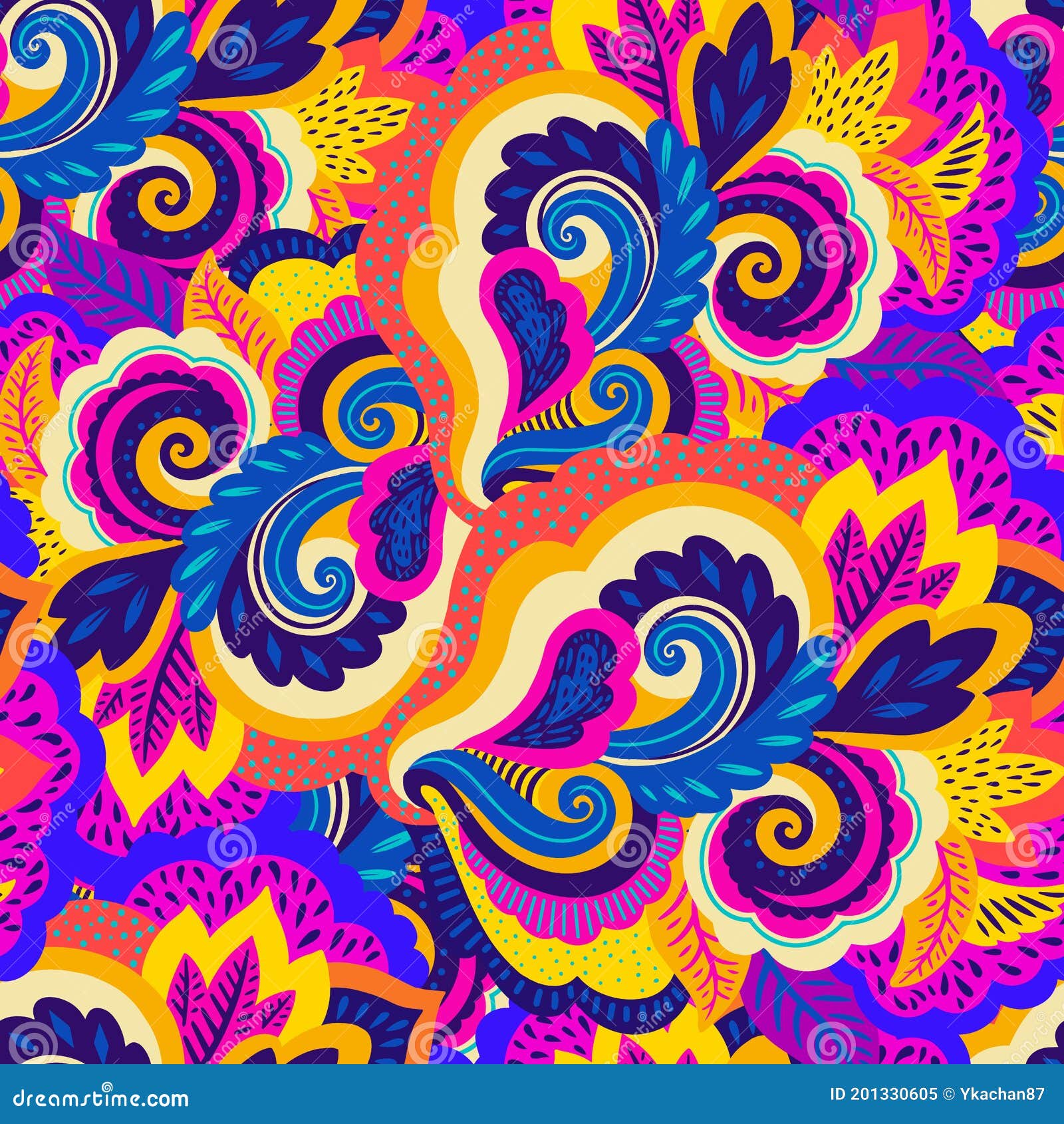 Funky Colorful Seamless Psychedelic Texture for Decoration and Design ...