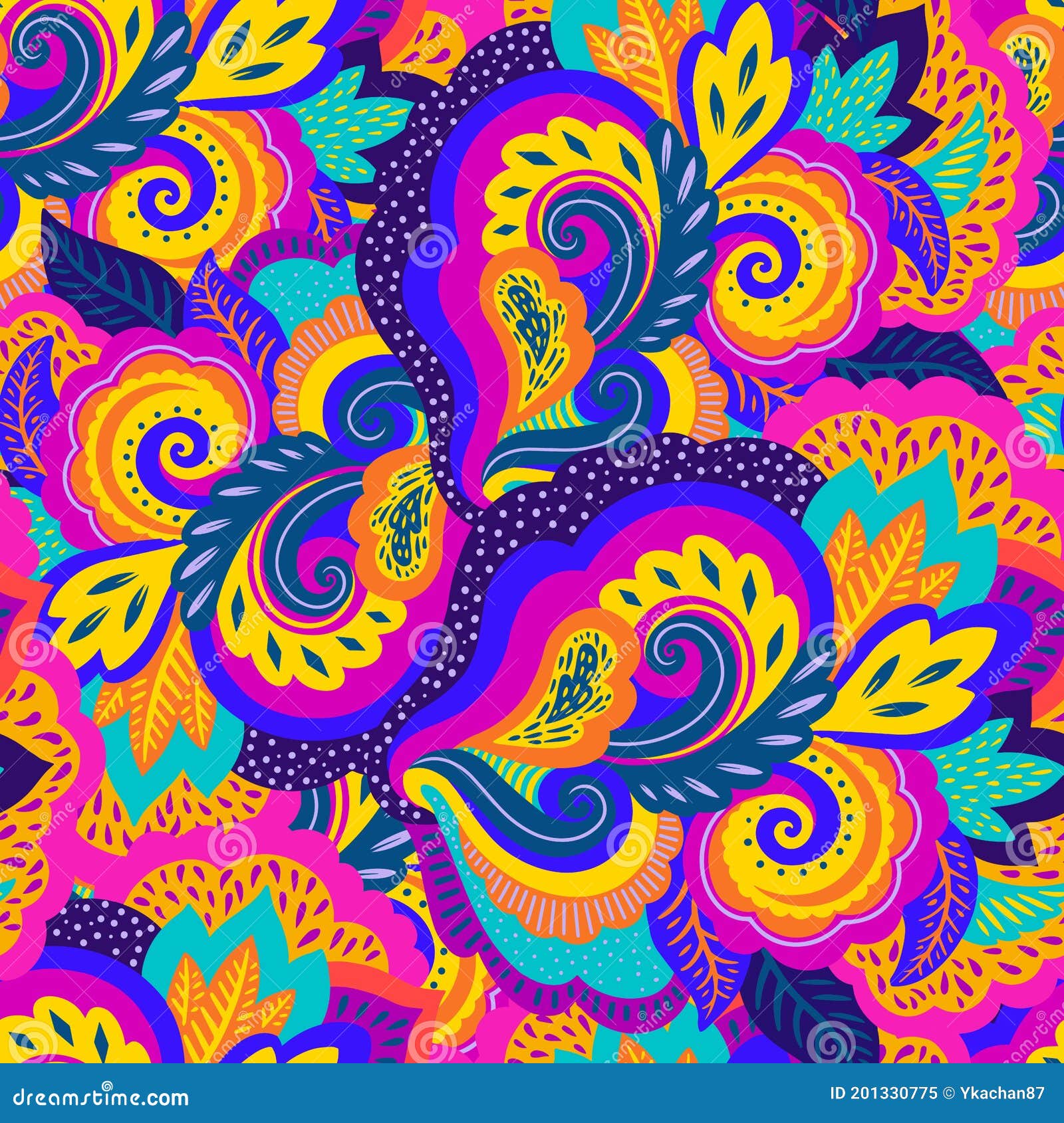 Funky Colorful Seamless Psychedelic Texture for Decoration and Design ...