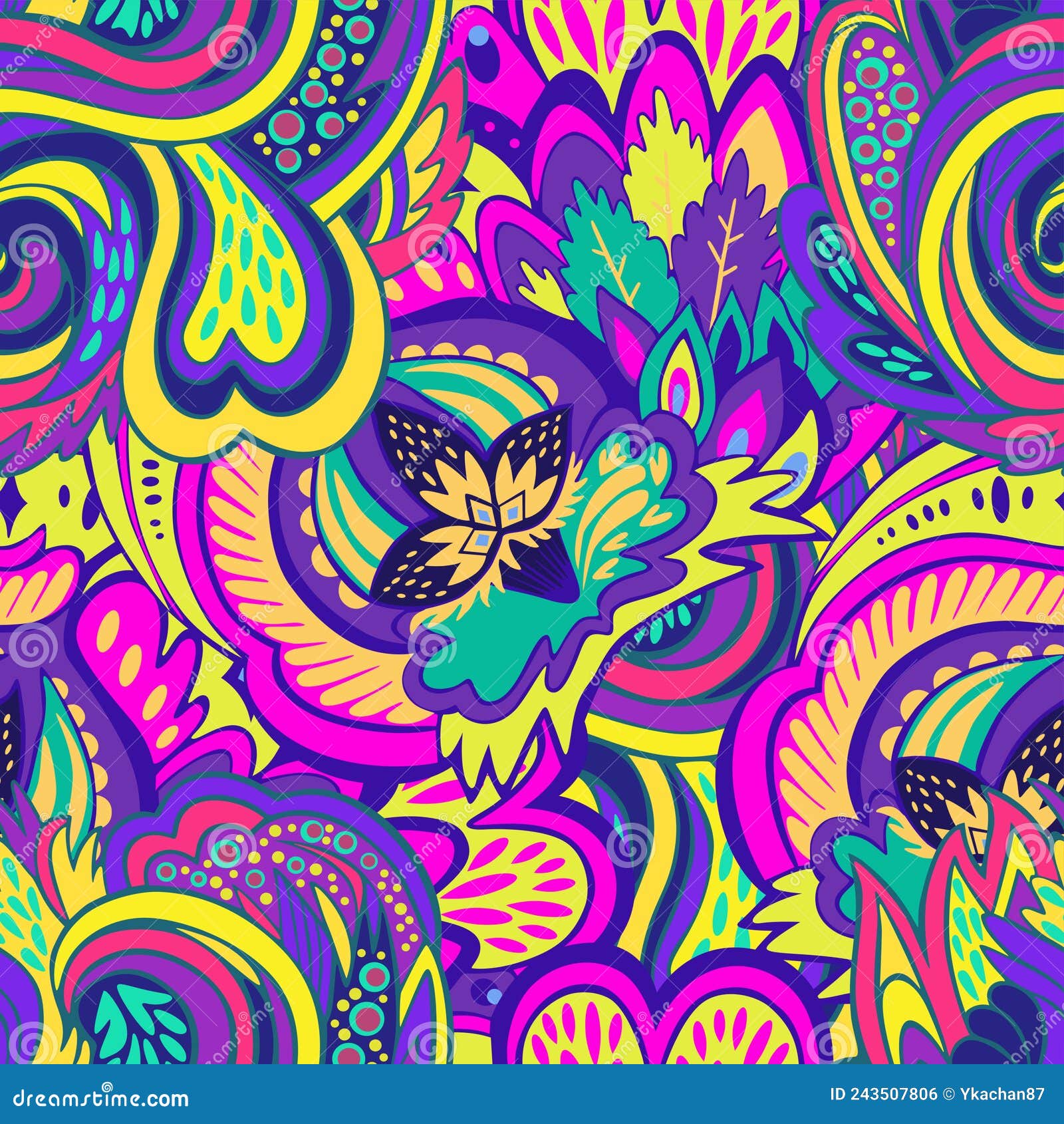 Funky Colorful Seamless Psychedelic Texture for Decoration and Design ...